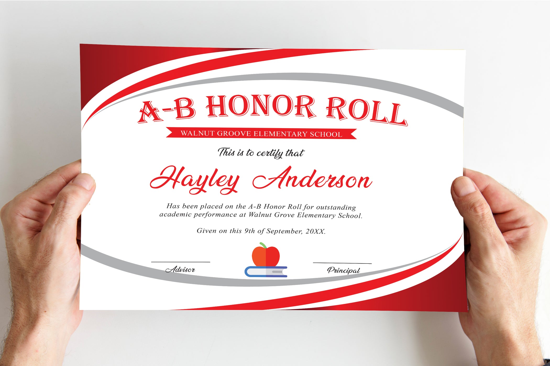AB Honor Roll Certificate Red | School Award Template - PoshPark — Posh ...