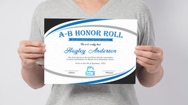 DIY Blue and Black AB Honor Roll Certificate | School Achievement Award ...