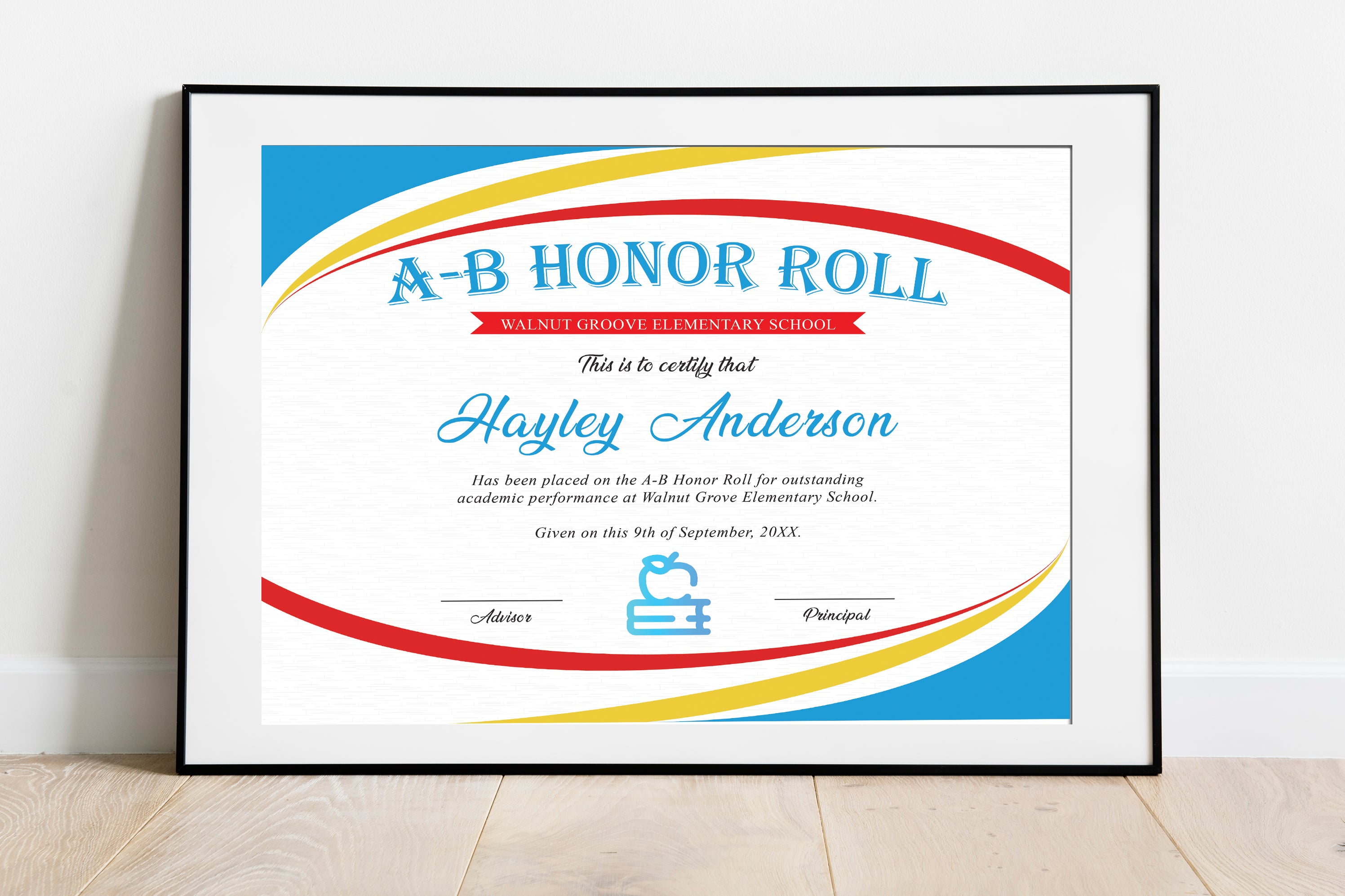 AB Honor Roll School Award Certificate Template | Student Achievement ...