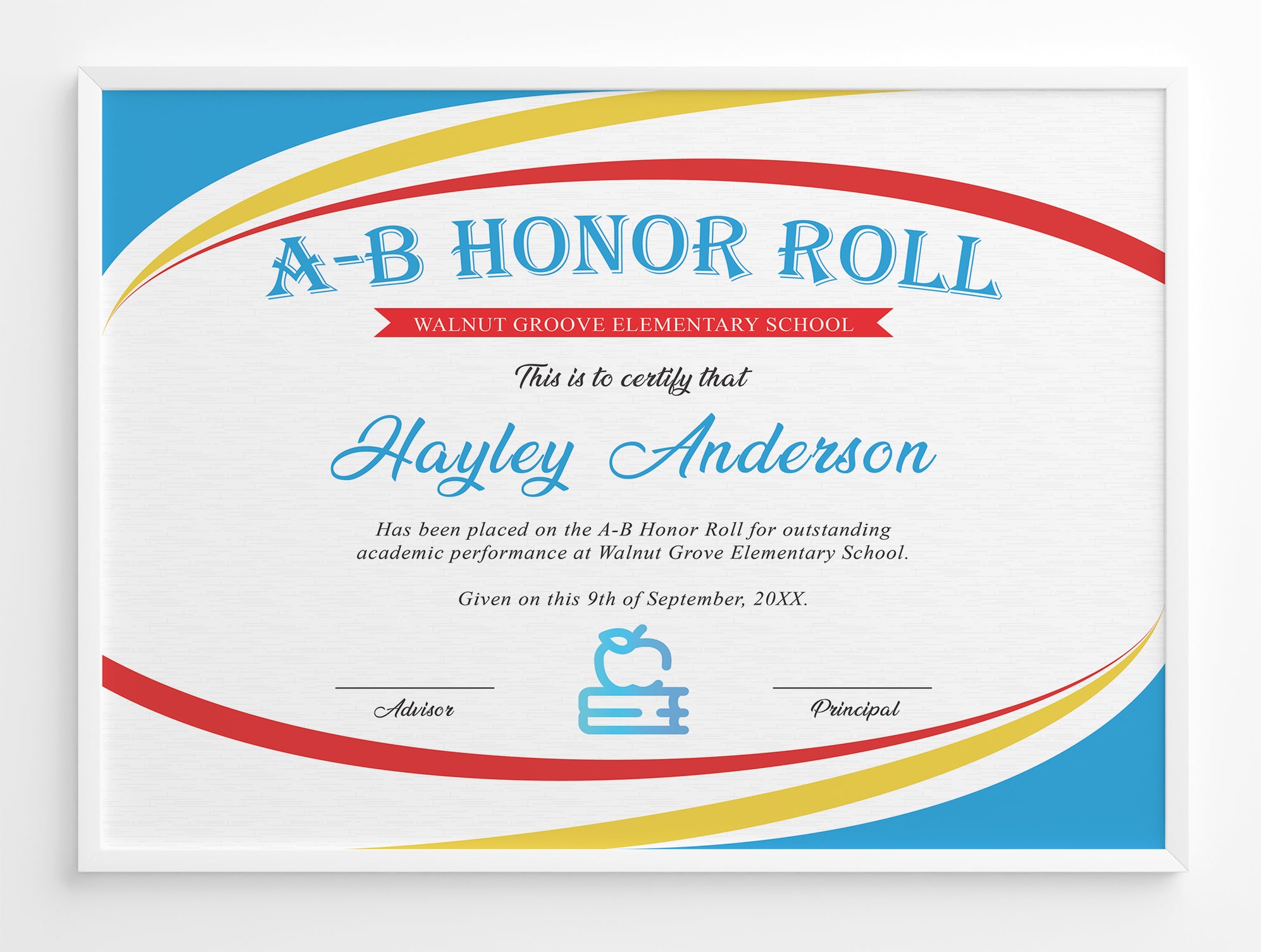 AB Honor Roll School Award Certificate Template | Student Achievement ...