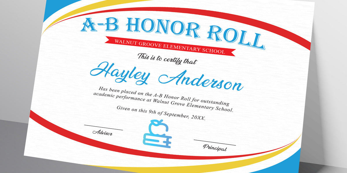 AB Honor Roll School Award Certificate Template | Student Achievement ...