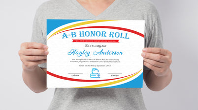 AB Honor Roll School Award Certificate Template | Student Achievement ...