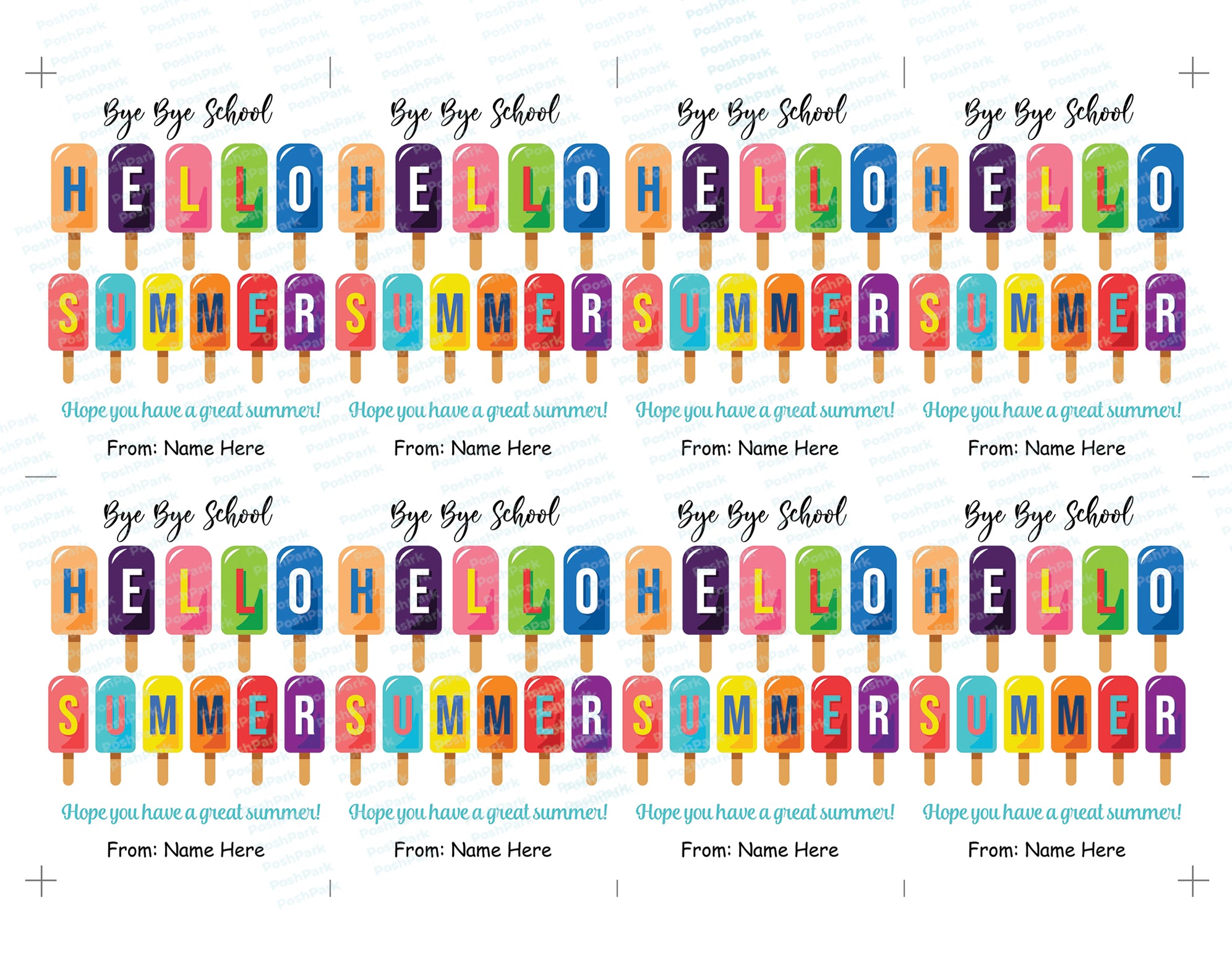 Editable Bye Bye School Hello Summer Gift Tags, End of School Tag, Las ...
