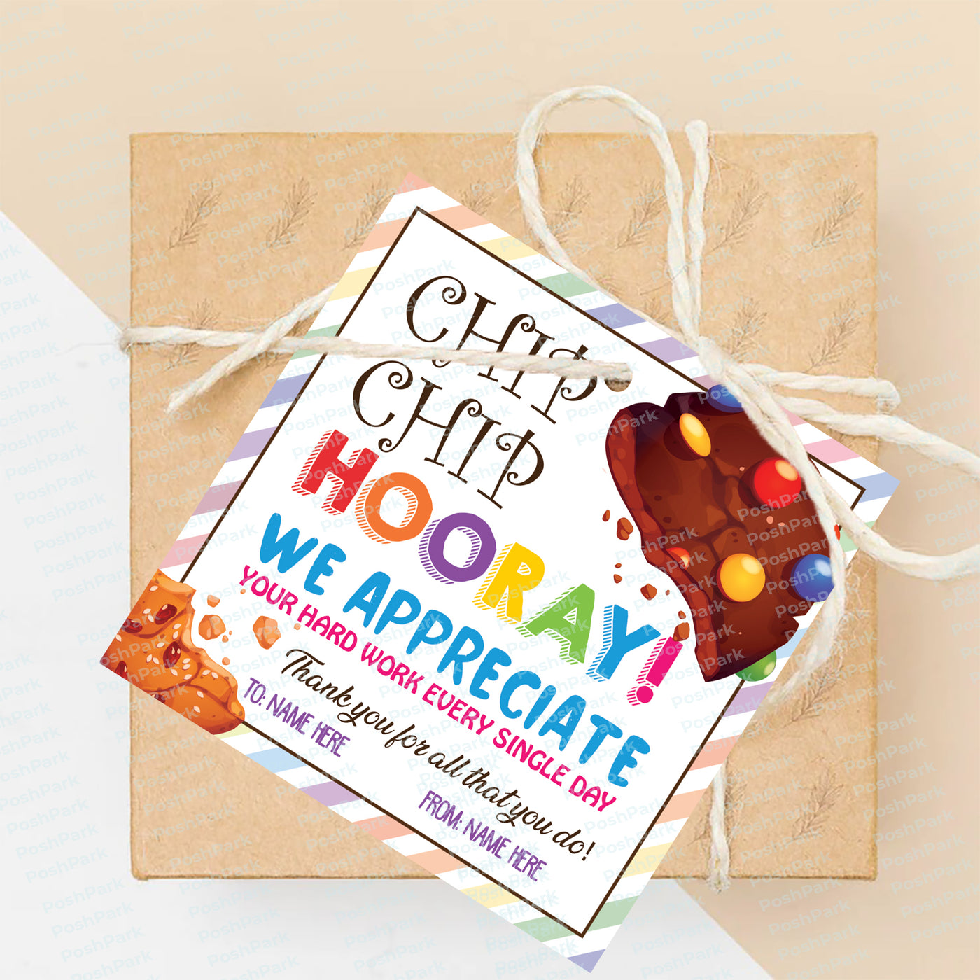 Editable Chip Chip Hooray Cookie Gift Tag, Teacher Staff Appreciation ...