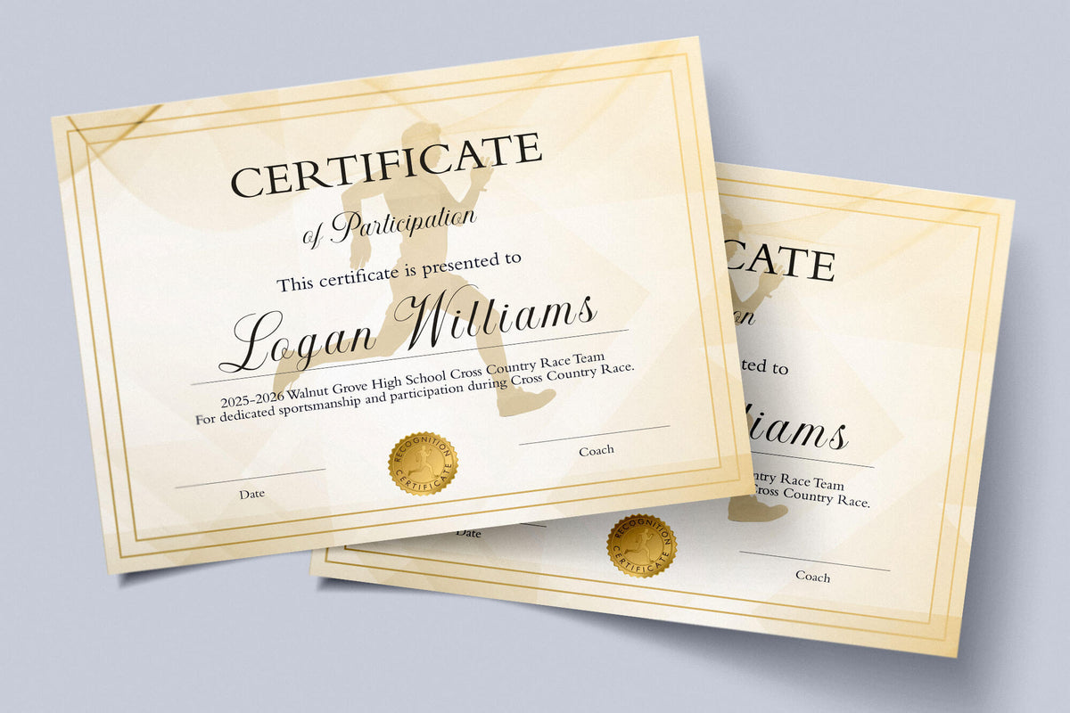 DIY Cross Country Race Award Certificate for Boys | Sport Participation ...