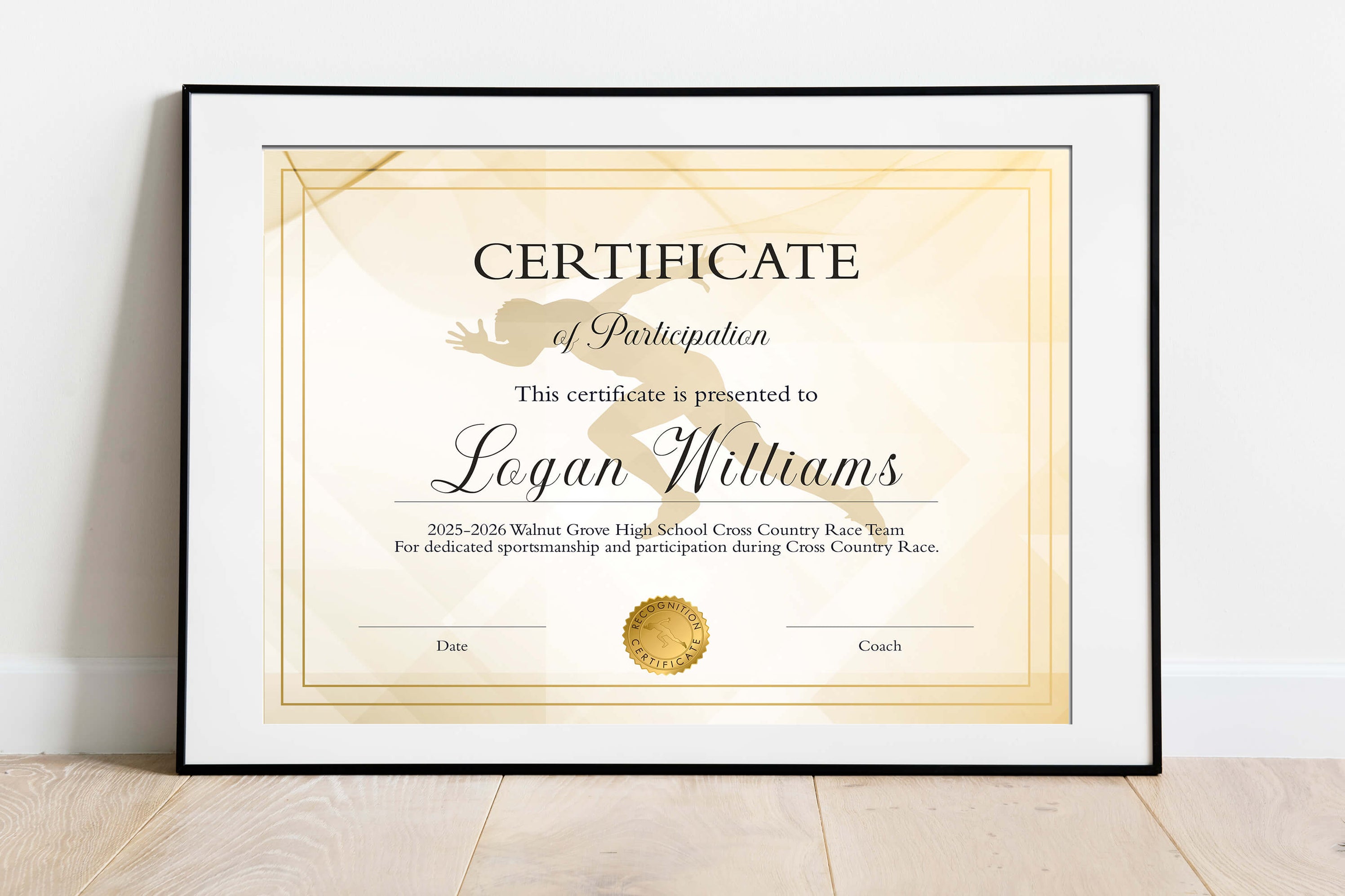 Customizable Cross Country Race Award Certificate For Boys | Sport ...