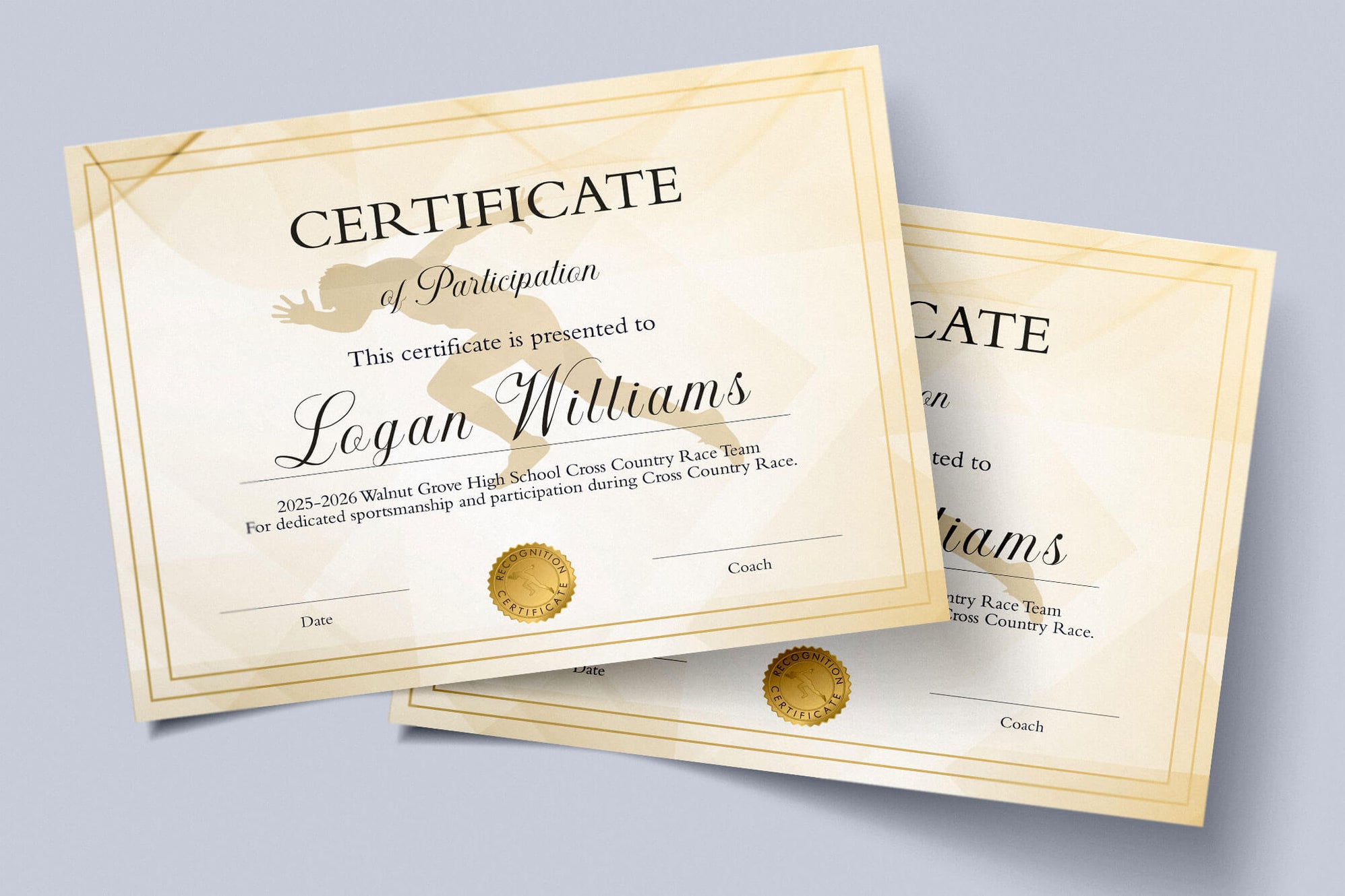 Customizable Cross Country Race Award Certificate For Boys | Sport ...