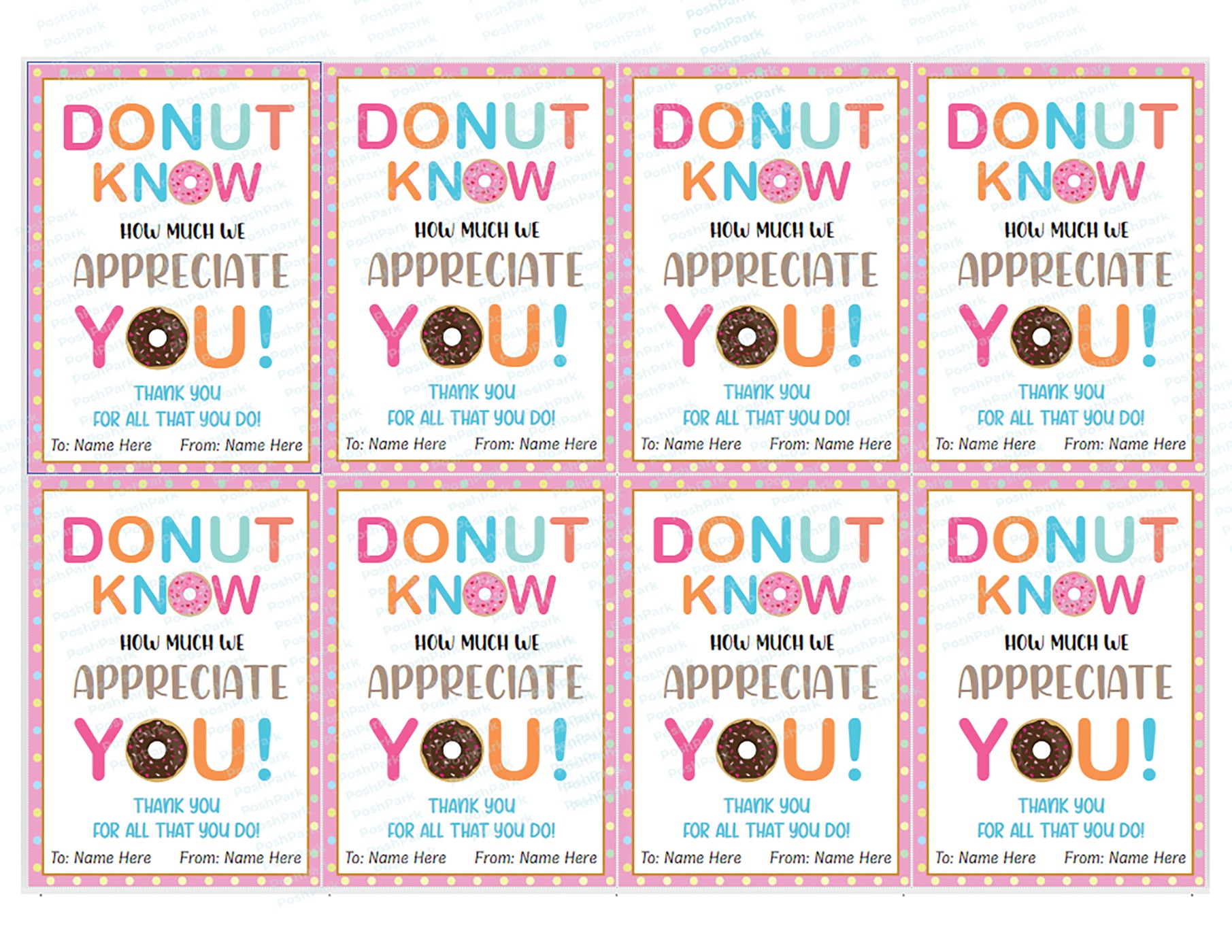 Editable Donut Know How Much We Appreciate You Tag, Staff Teacher Donu ...