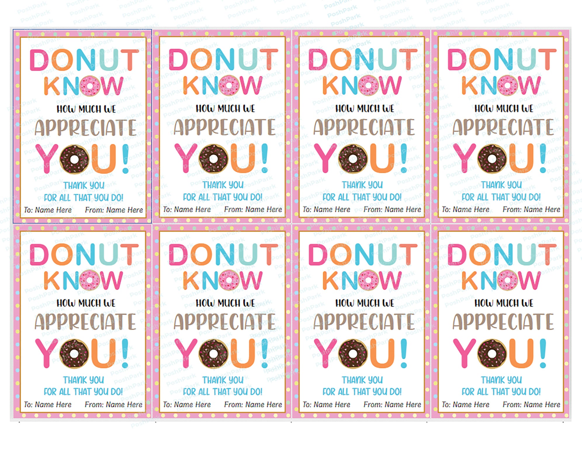 Editable Donut Know How Much We Appreciate You Tag, Staff Teacher Donu ...