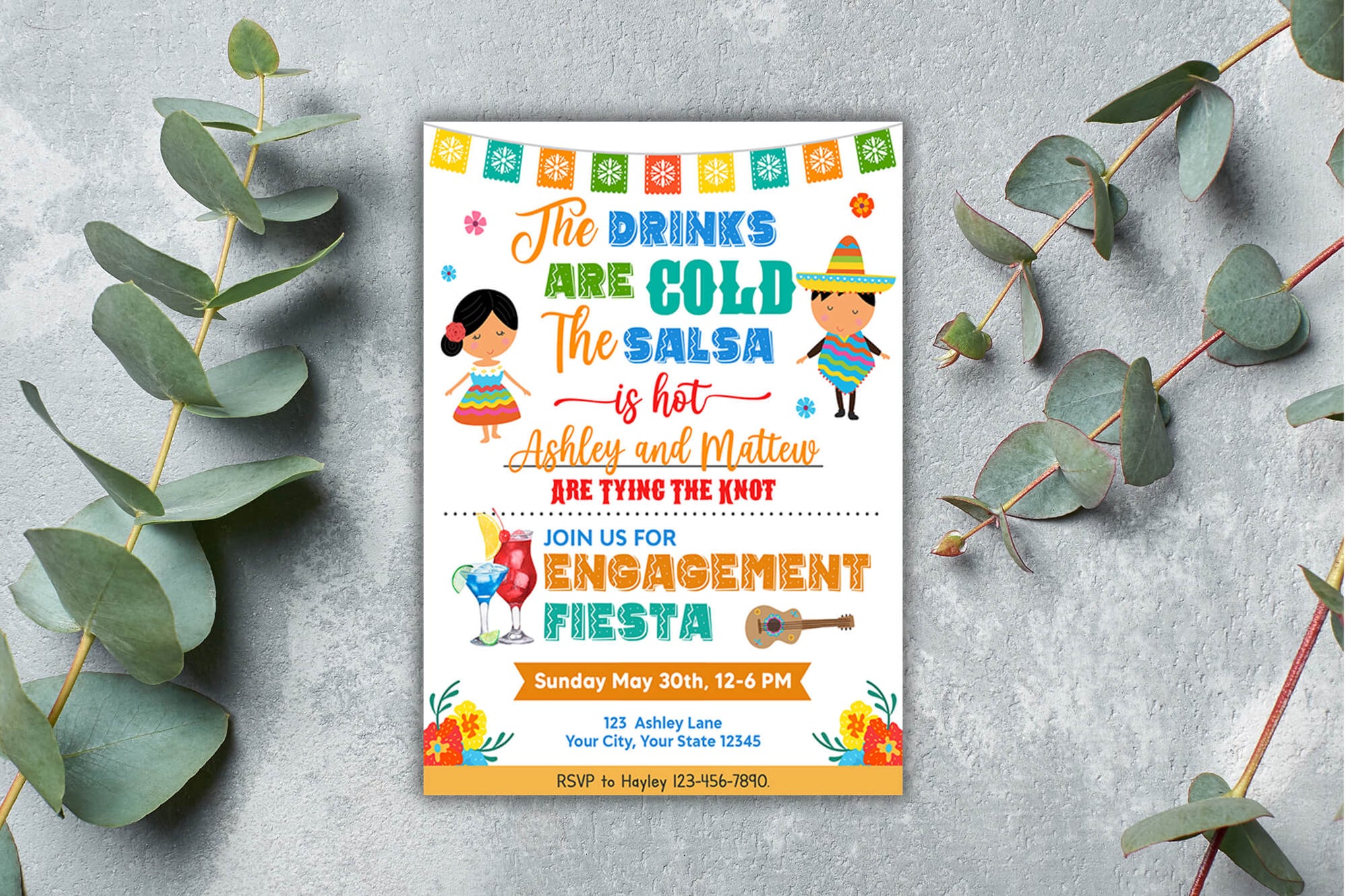 Customizable Engagement Fiesta Party Invitation | Festival Mexican ...