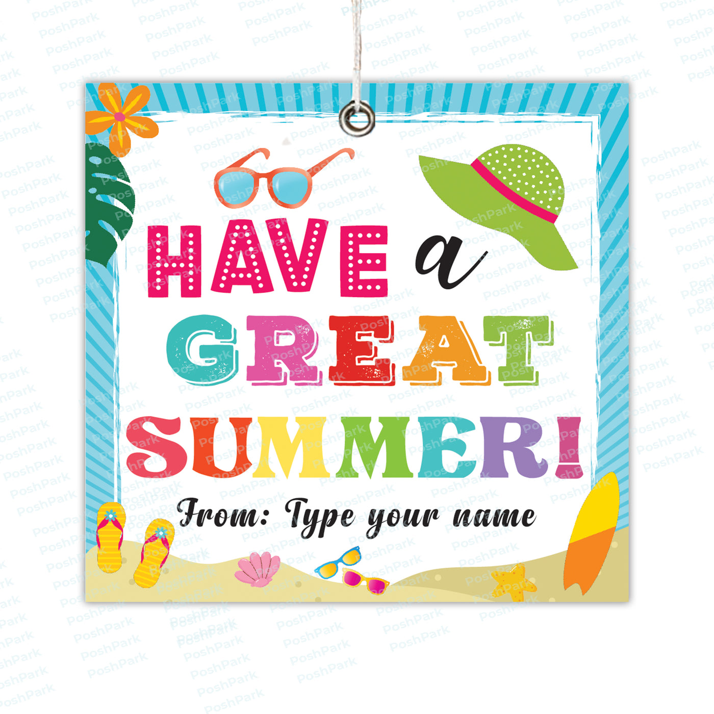 Editable Have a Great Summer Gift Tag, End of Year reat Bag Topper Wit ...