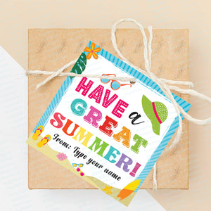 Editable Have a Great Summer Gift Tag, End of Year reat Bag Topper Wit ...