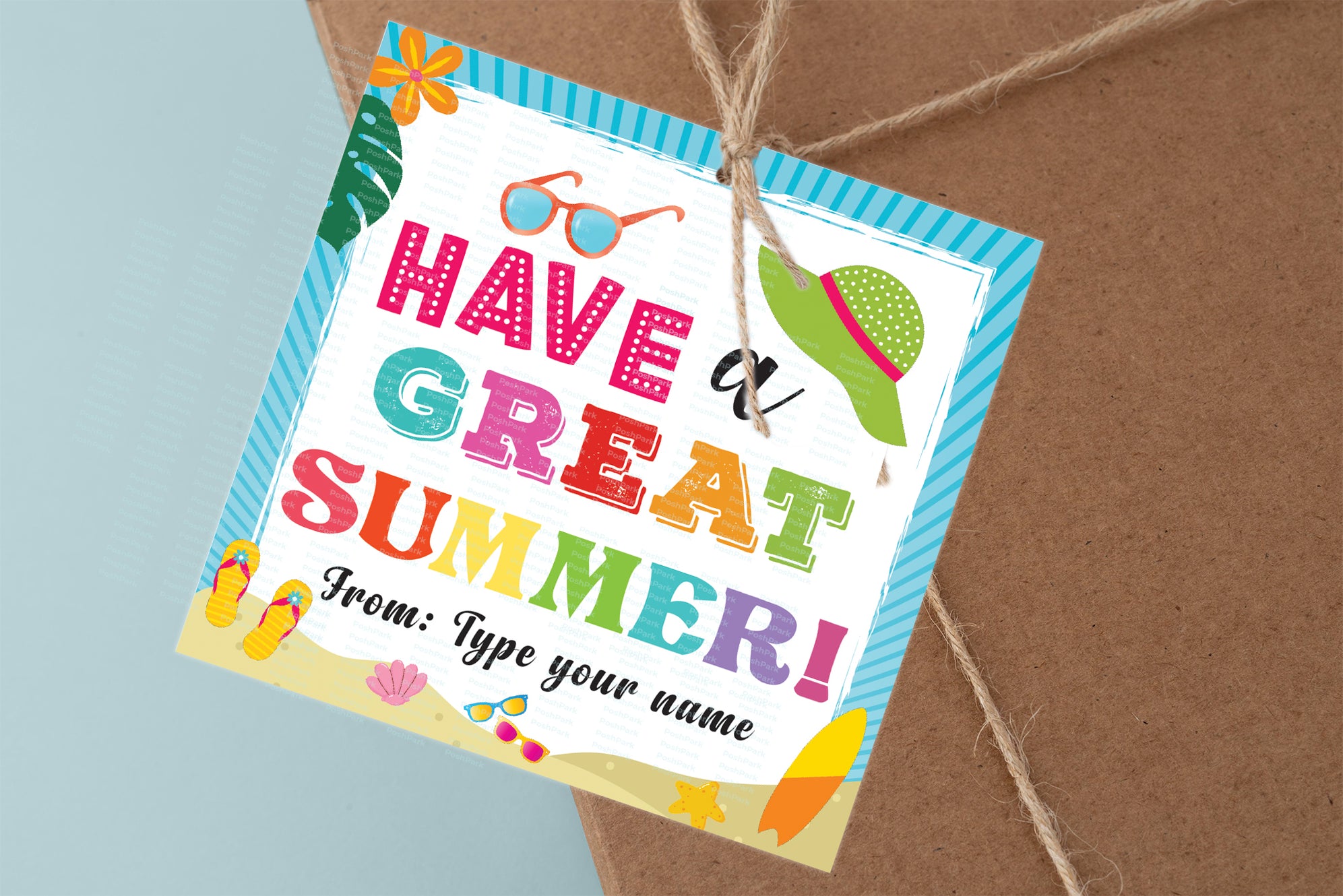 Editable Have a Great Summer Gift Tag, End of Year reat Bag Topper Wit ...