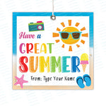 Editable Sun Summer Gift Tags, Have a Great Summer Gift Tag, End Of Sc ...