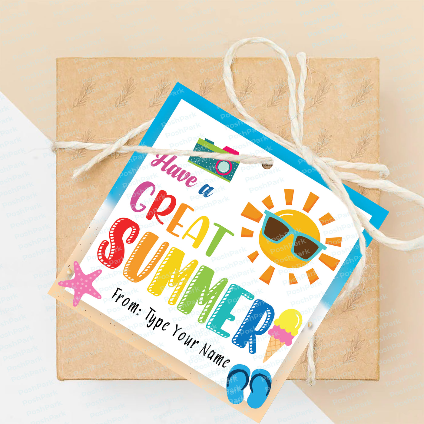 Editable Sun Summer Gift Tags, Have a Great Summer Gift Tag, End Of Sc ...