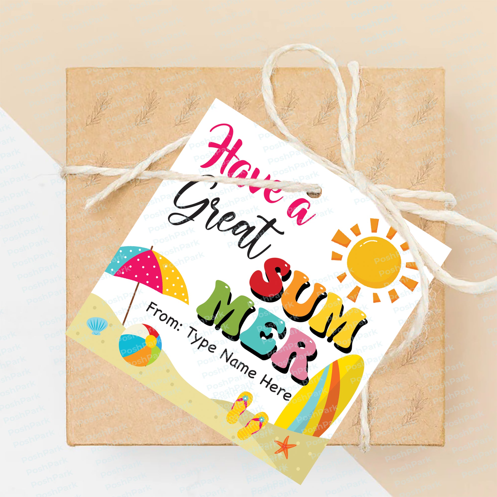 Editable Beach-theme Summer Gift Tags, Custom End Of School Year Summe ...