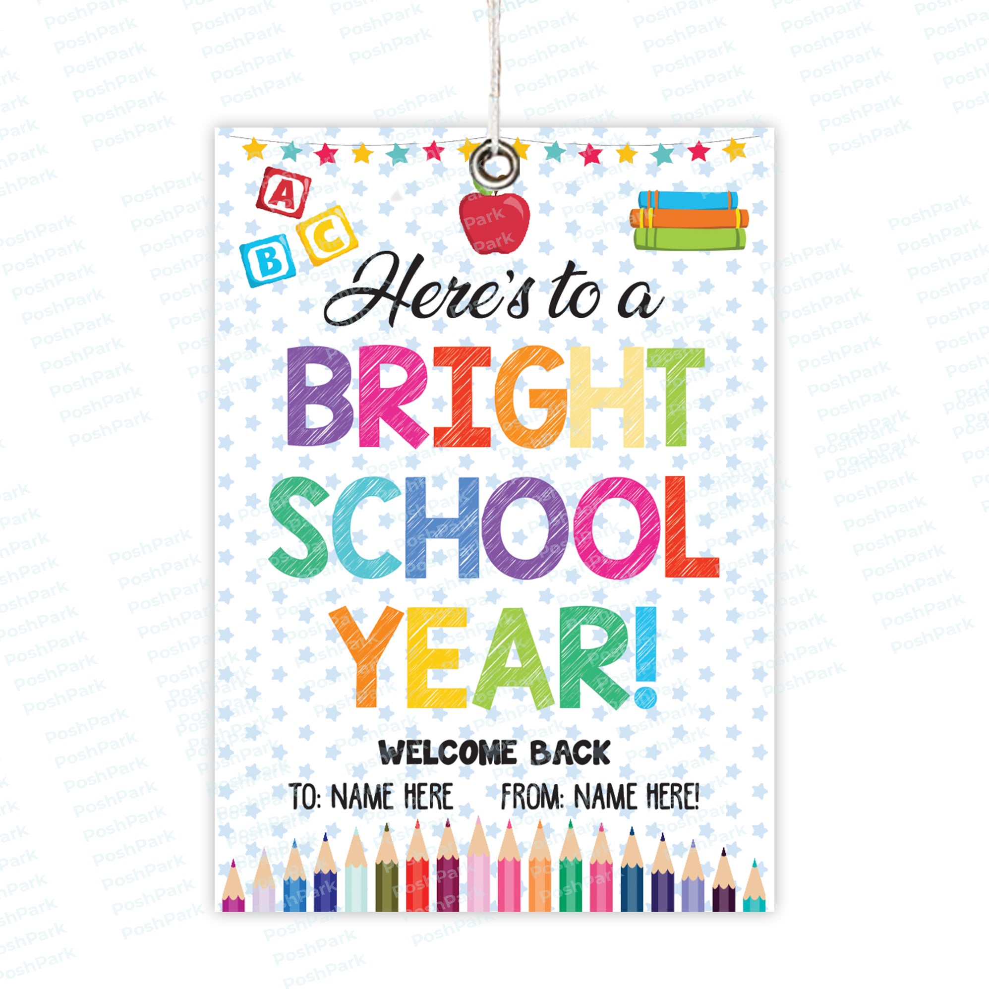 Editable Bright School Year Gift Tag, Colorful Printable Back to Schoo ...