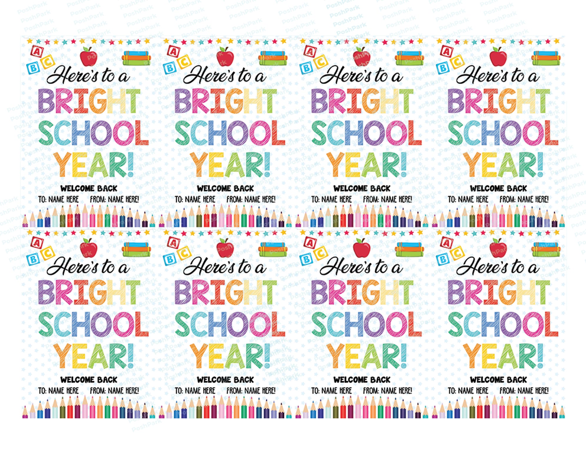 Editable Bright School Year Gift Tag, Colorful Printable Back to Schoo ...