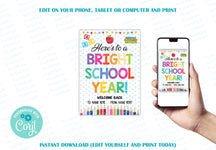 Editable Bright School Year Gift Tag, Colorful Printable Back to Schoo ...
