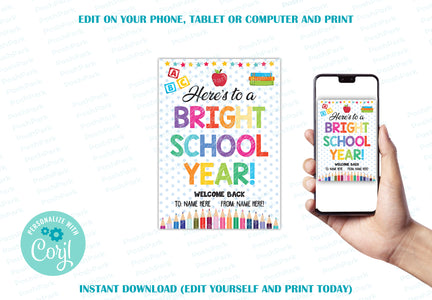 Editable Bright School Year Gift Tag, Colorful Printable Back to Schoo ...