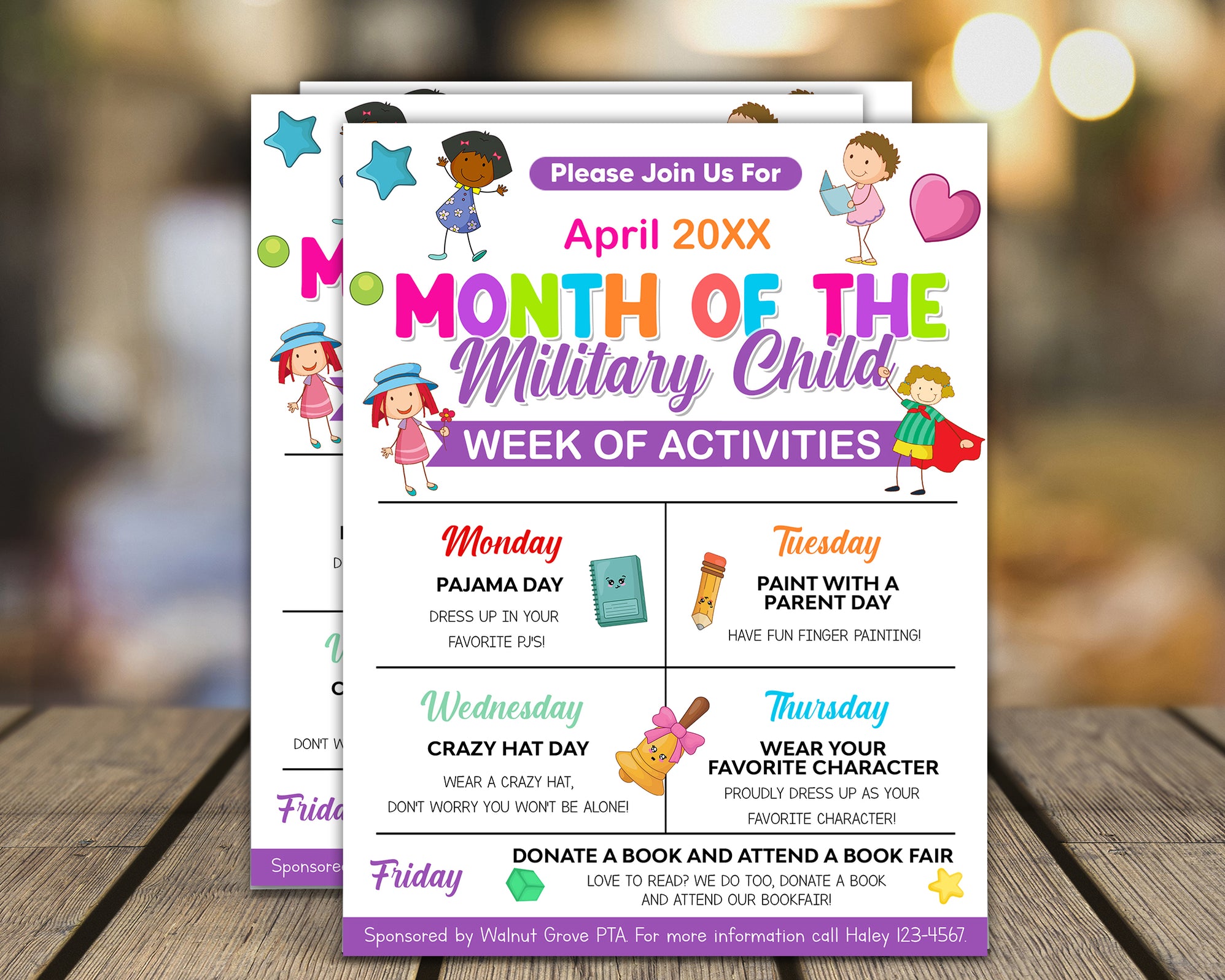 DIY Month of Military Child Week of Activities Flyer Template | PTO PTA ...