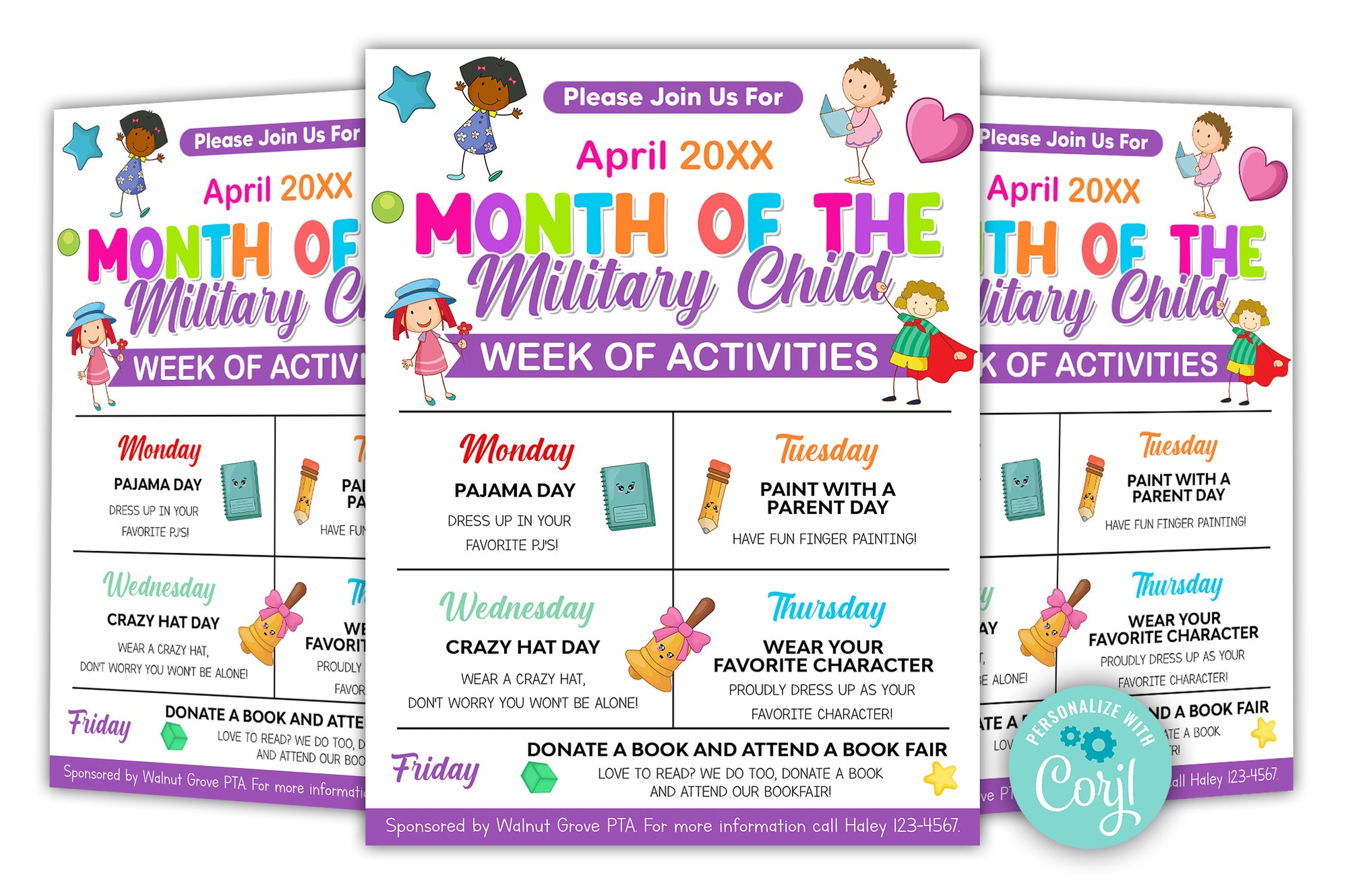 DIY Month of Military Child Week of Activities Flyer Template | PTO PTA ...
