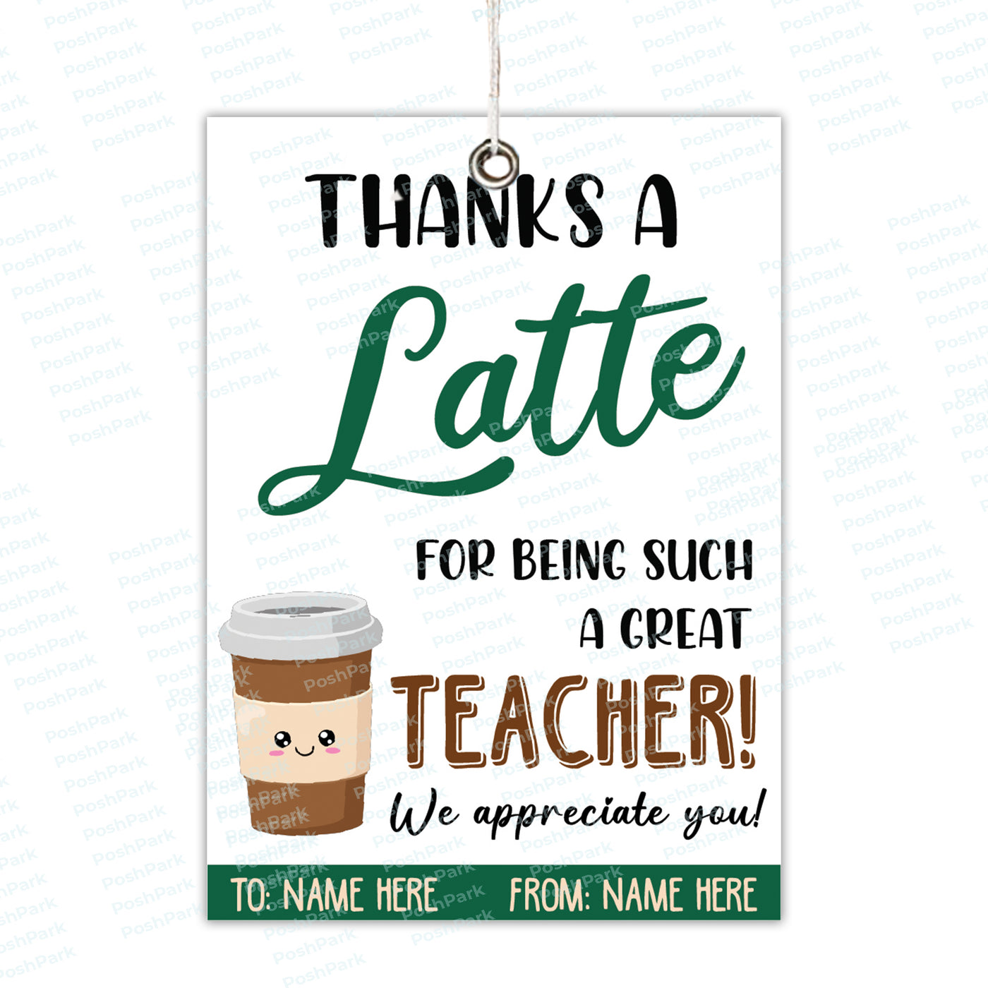 Editable Thanks a Latte Teacher Gift Tag, Coffee Appreciation Gift Tag ...