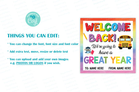 Editable We're Going To Have A Great Year Gift Tag, Colorful Welcome B ...