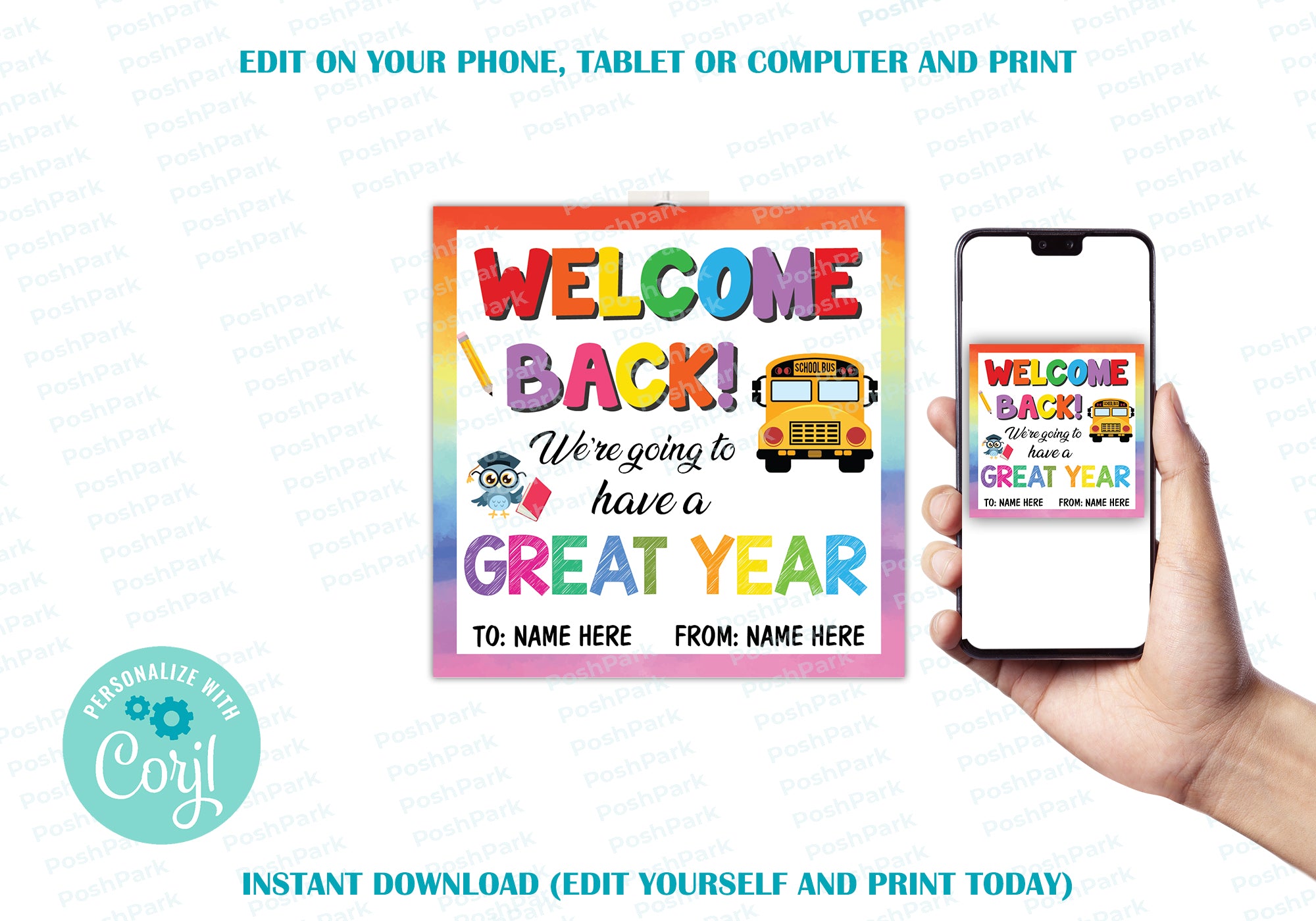 Editable We're Going To Have A Great Year Gift Tag, Colorful Welcome B ...