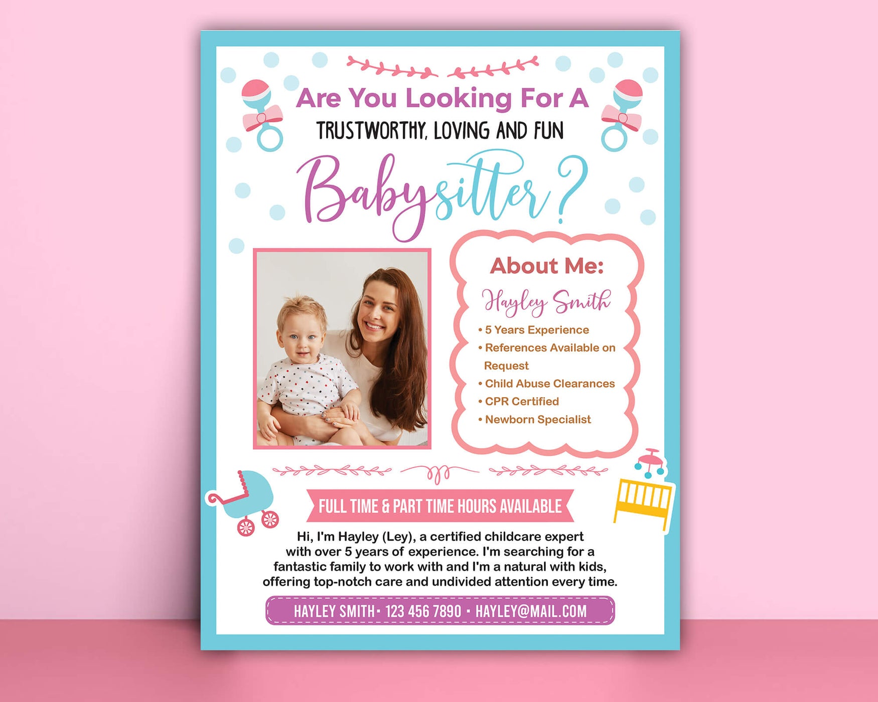 DIY Customizable Babysitter Flyer | Childcare Service Small Business ...