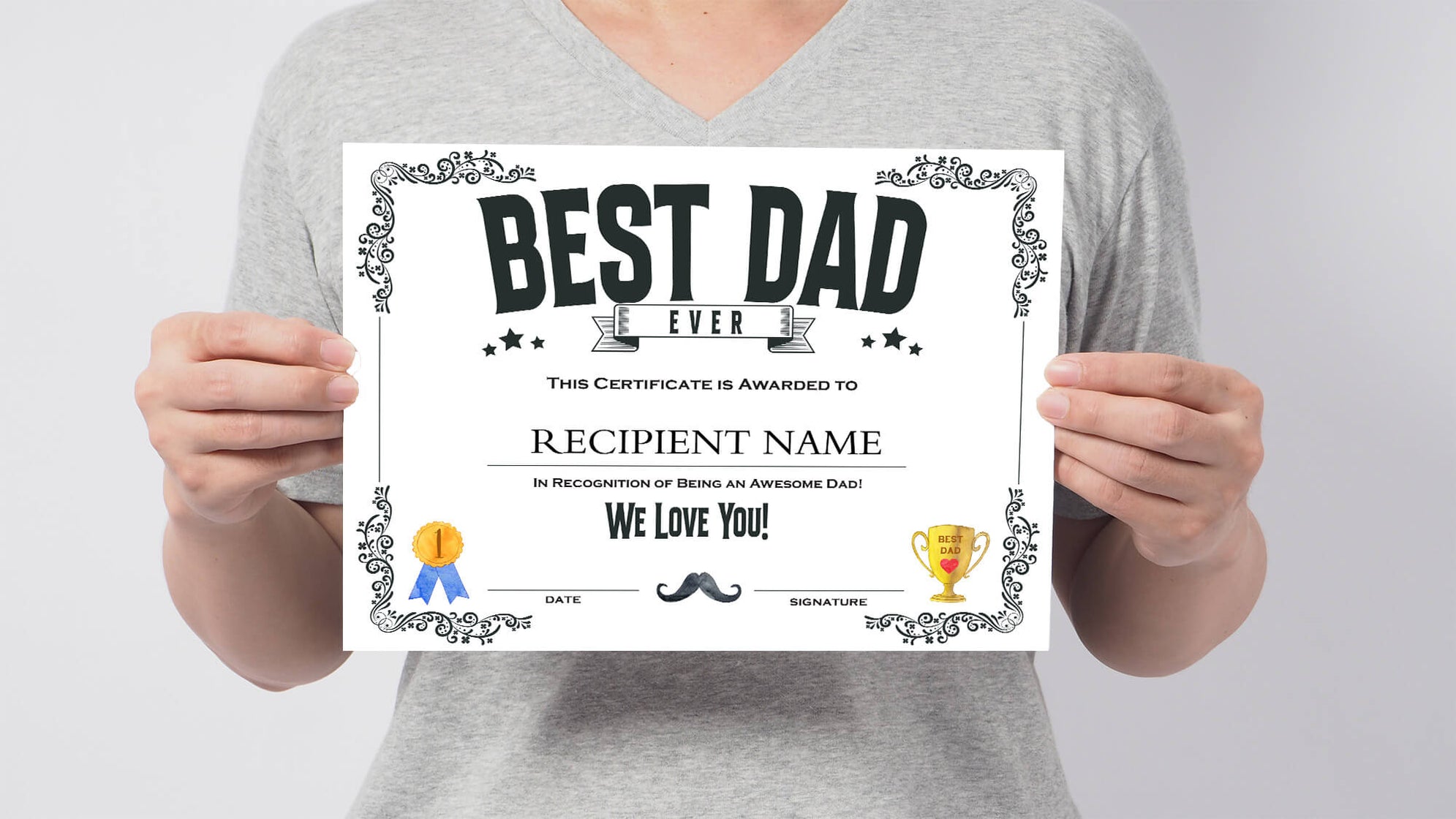 Customizable Best Dad Ever Certificate Award Template - Posh Park