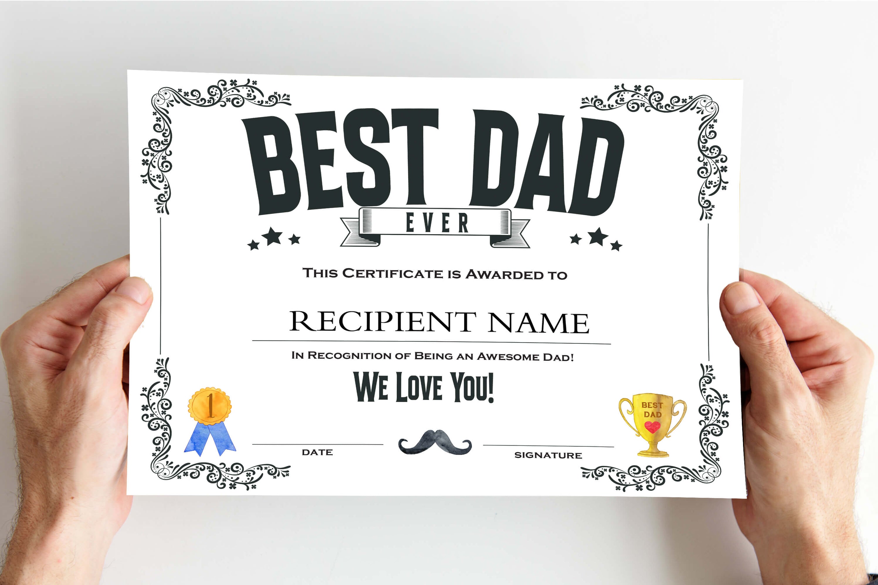 Customizable Best Dad Ever Certificate Award Template - Posh Park