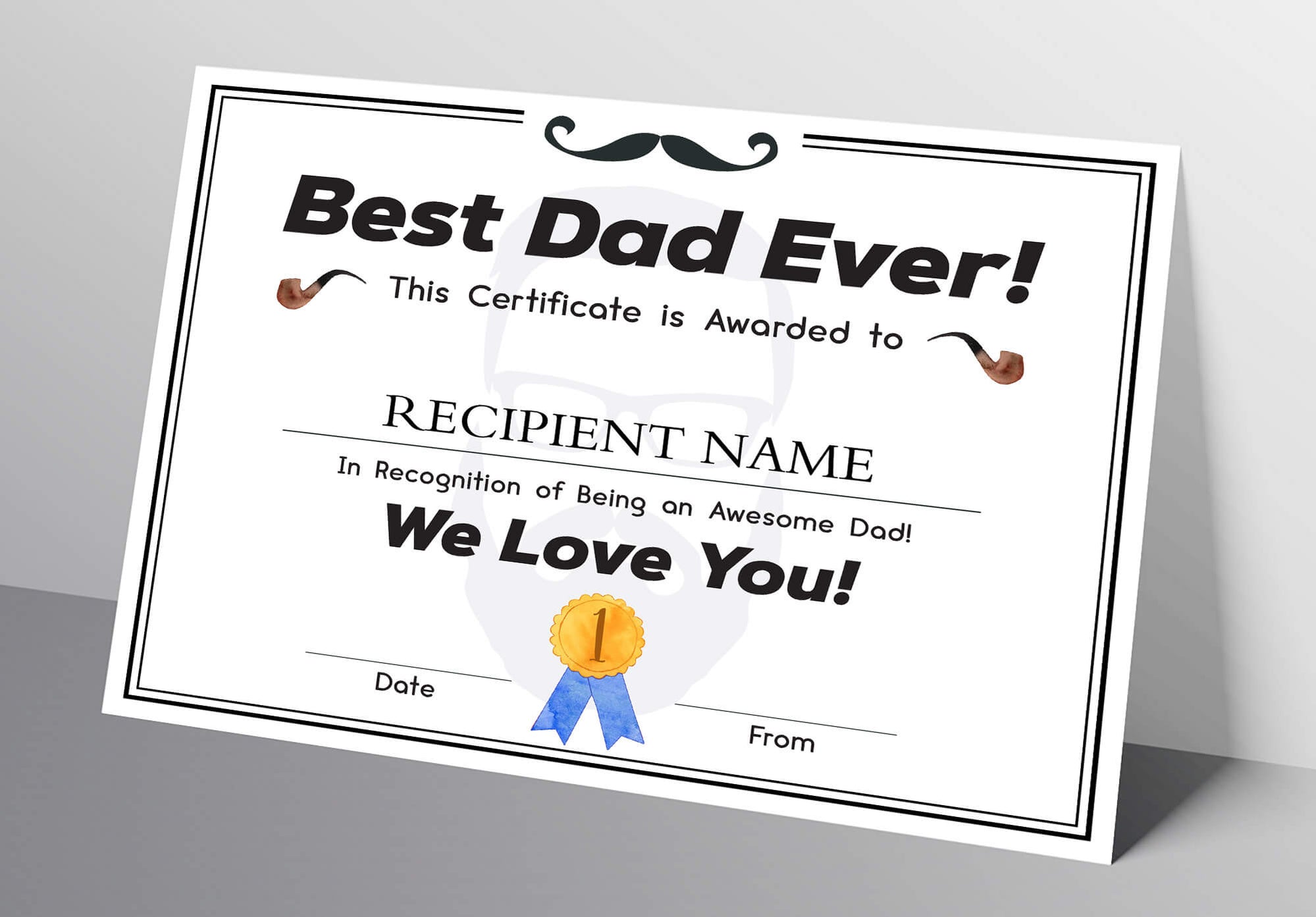 Customizable World's Best Dad Ever Certificate Award Template | Gift ...