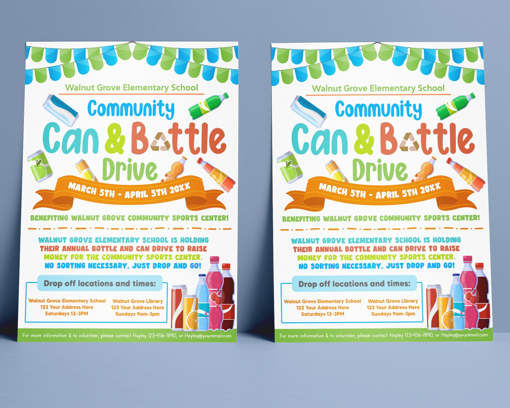 DIY Customizable Can and Bottle Drive Flyer | Recycling Fundraiser ...