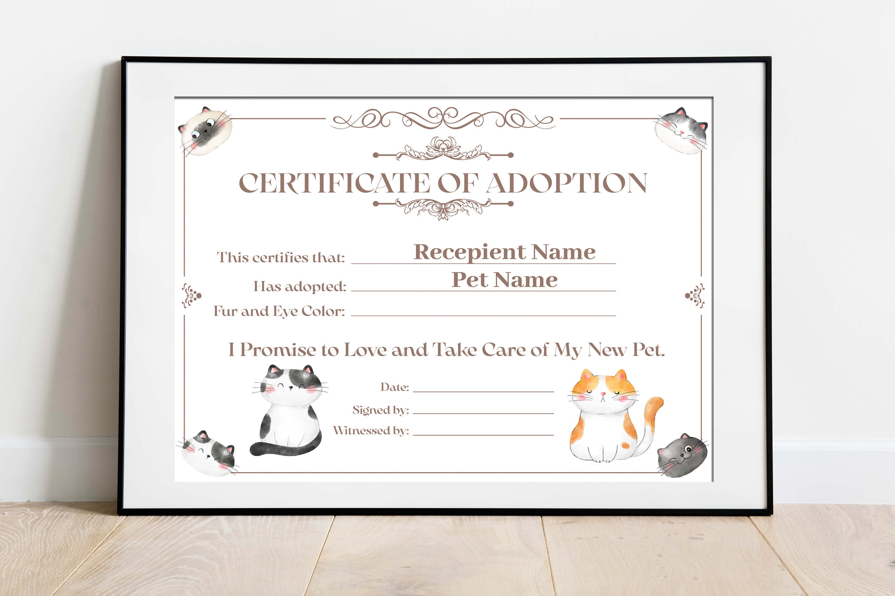 DIY Adoption Certificate for Cats Template - Posh Park