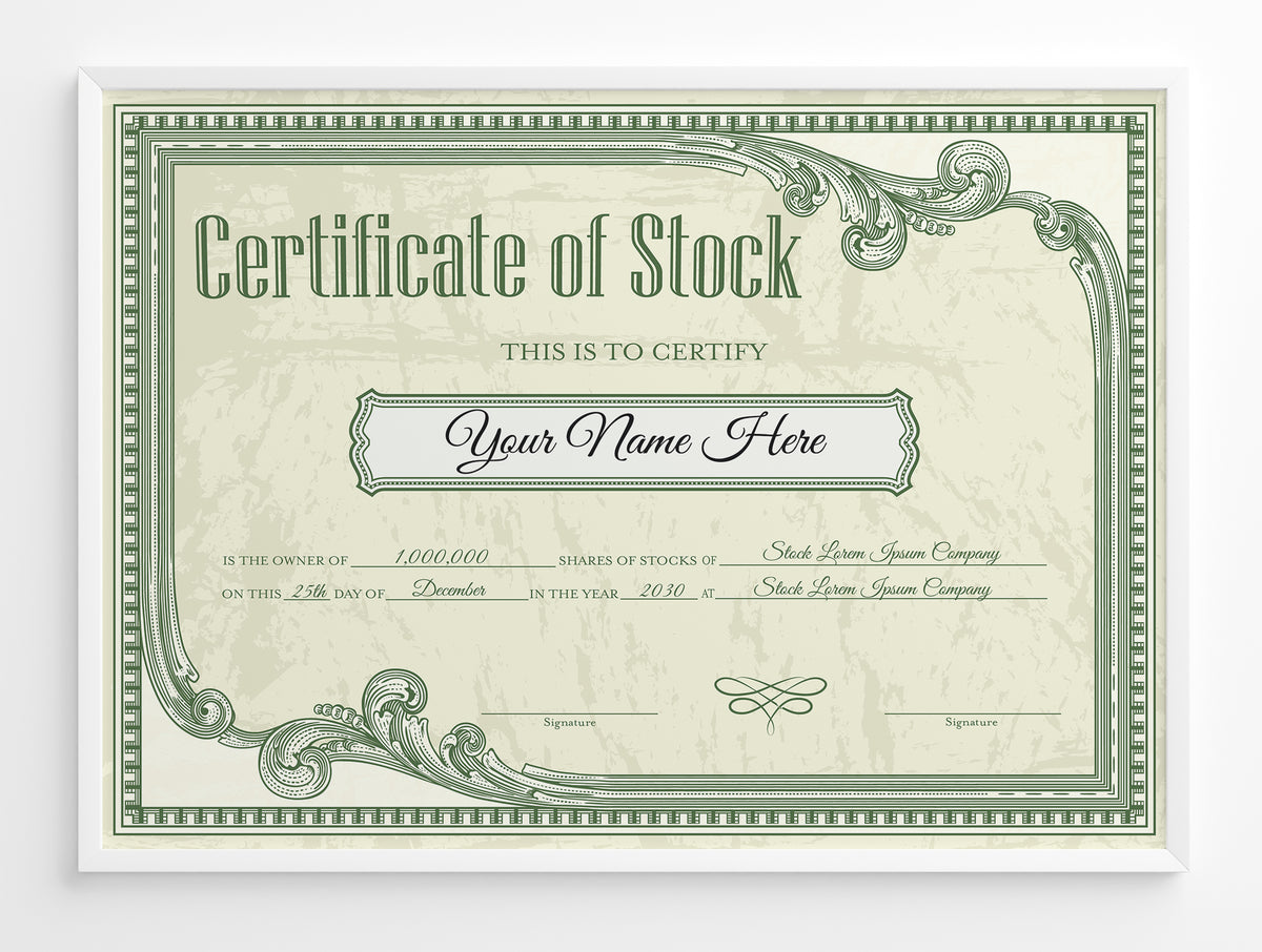 Editable Certificate of Stock Template - Posh Park