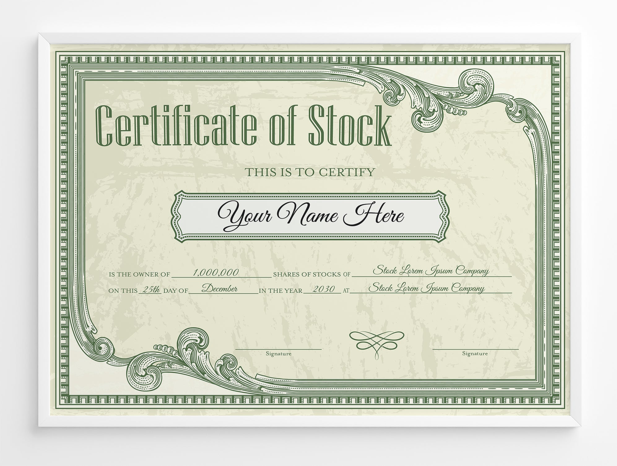 Editable Certificate of Stock Template - Posh Park