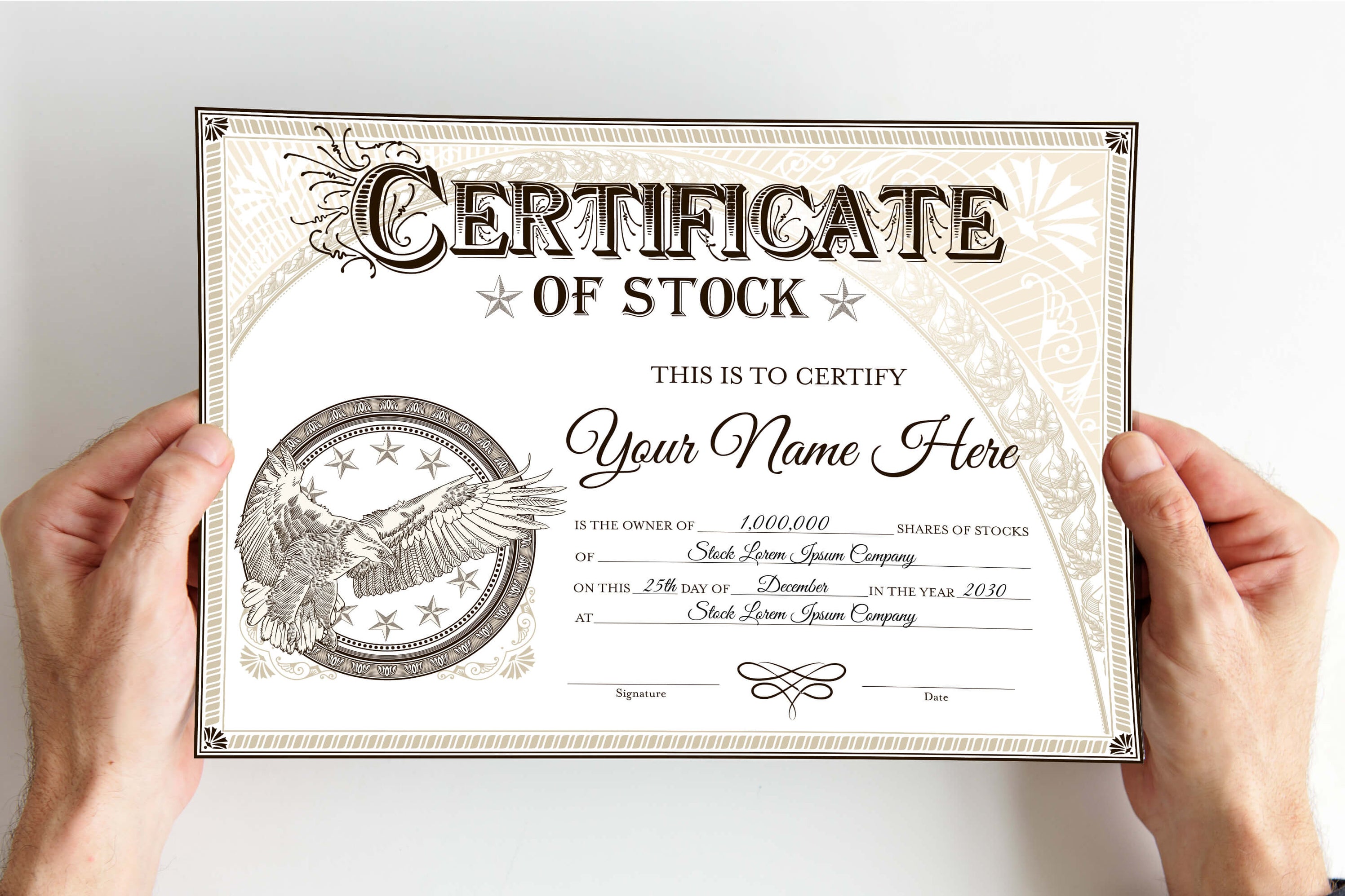 Customizable Certificate of Stock Vintage Style Template - Posh Park