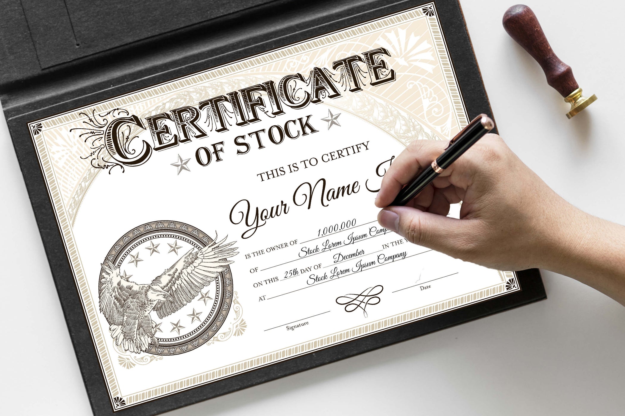 Customizable Certificate of Stock Vintage Style Template - Posh Park