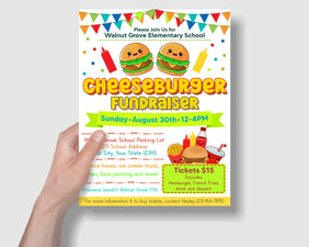 Editable Cheeseburger Fundraiser Flyer Template — Posh Park