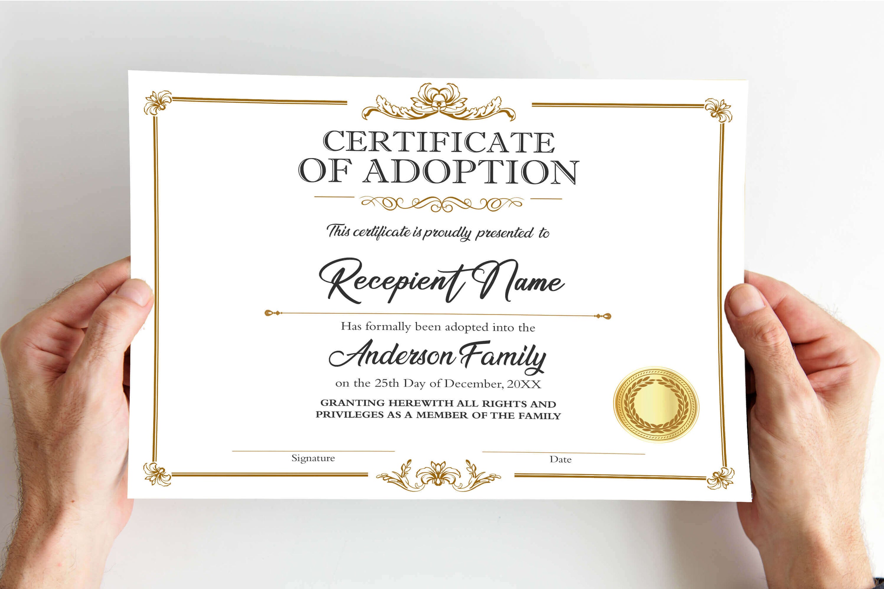 DIY Customizable Adoption Certificate for Child Template - Posh Park