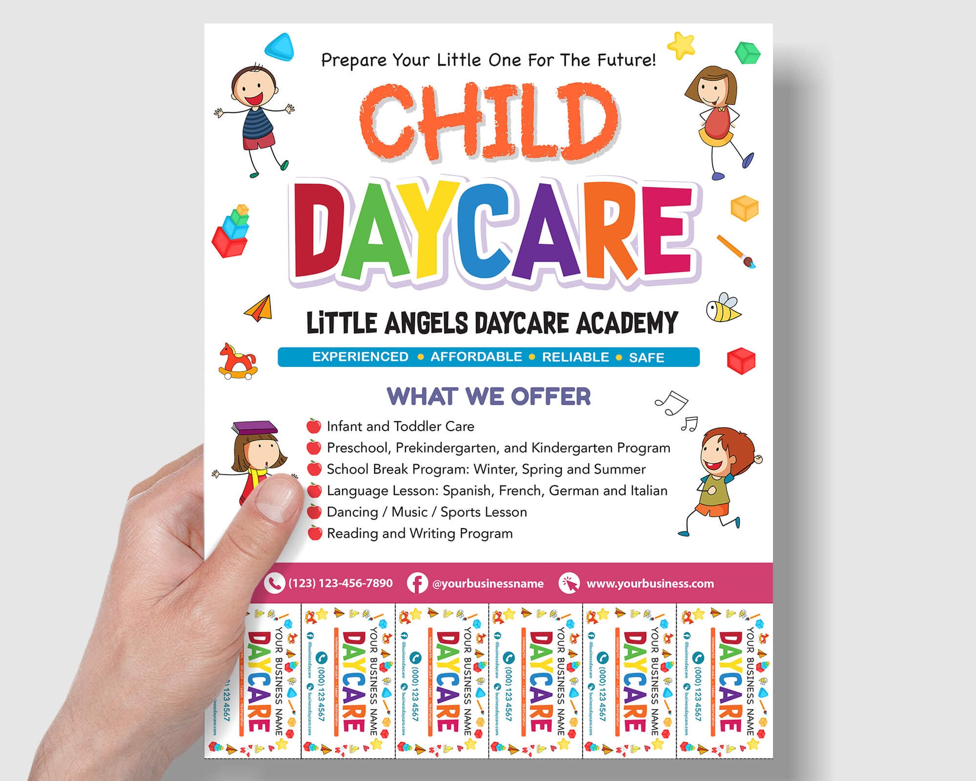 DIY Child Daycare Flyer With Tearoff Customizable Template - Posh Park