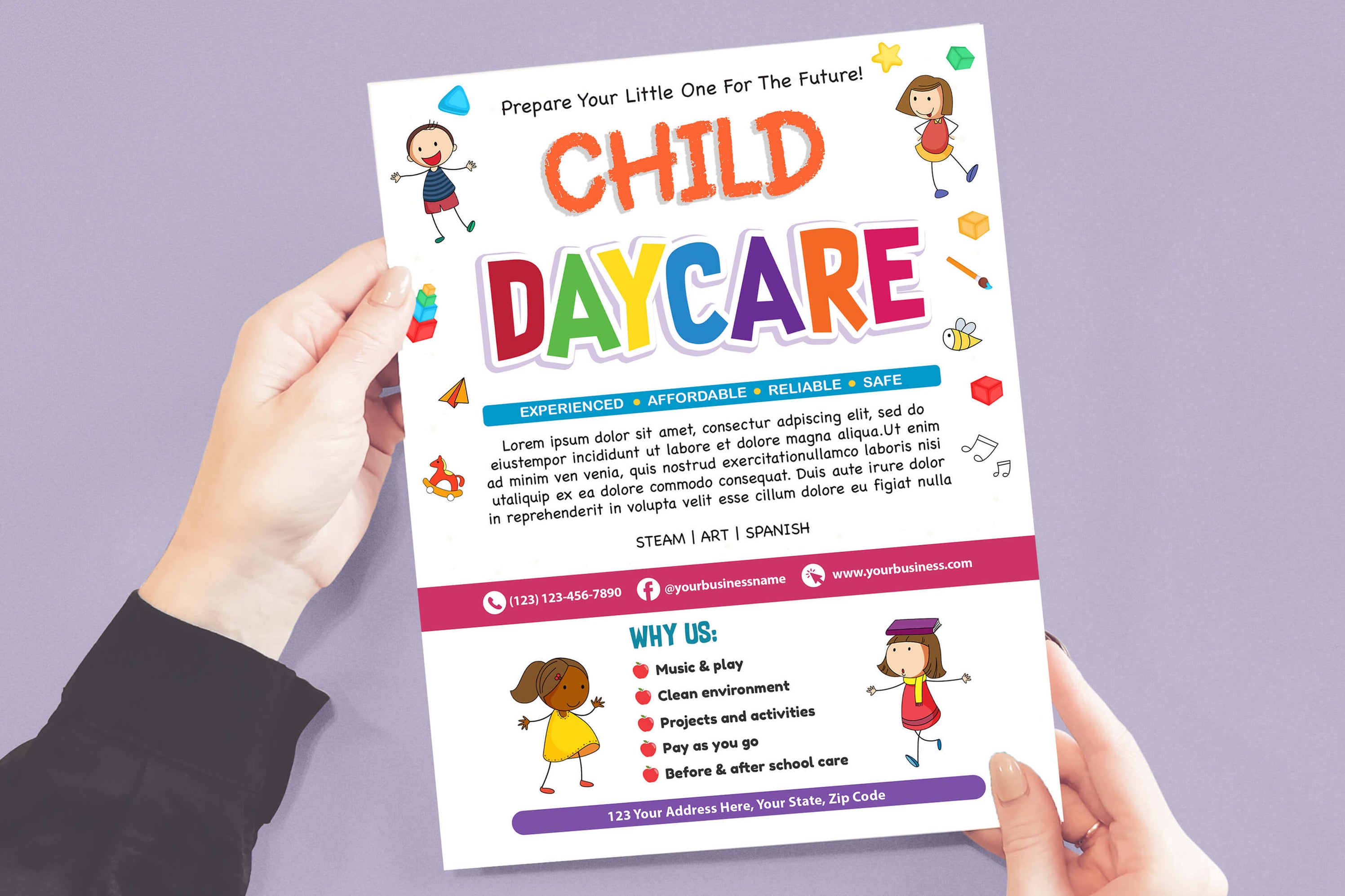 DIY Child Daycare Flyer With Tearoff Customizable Template - Posh Park