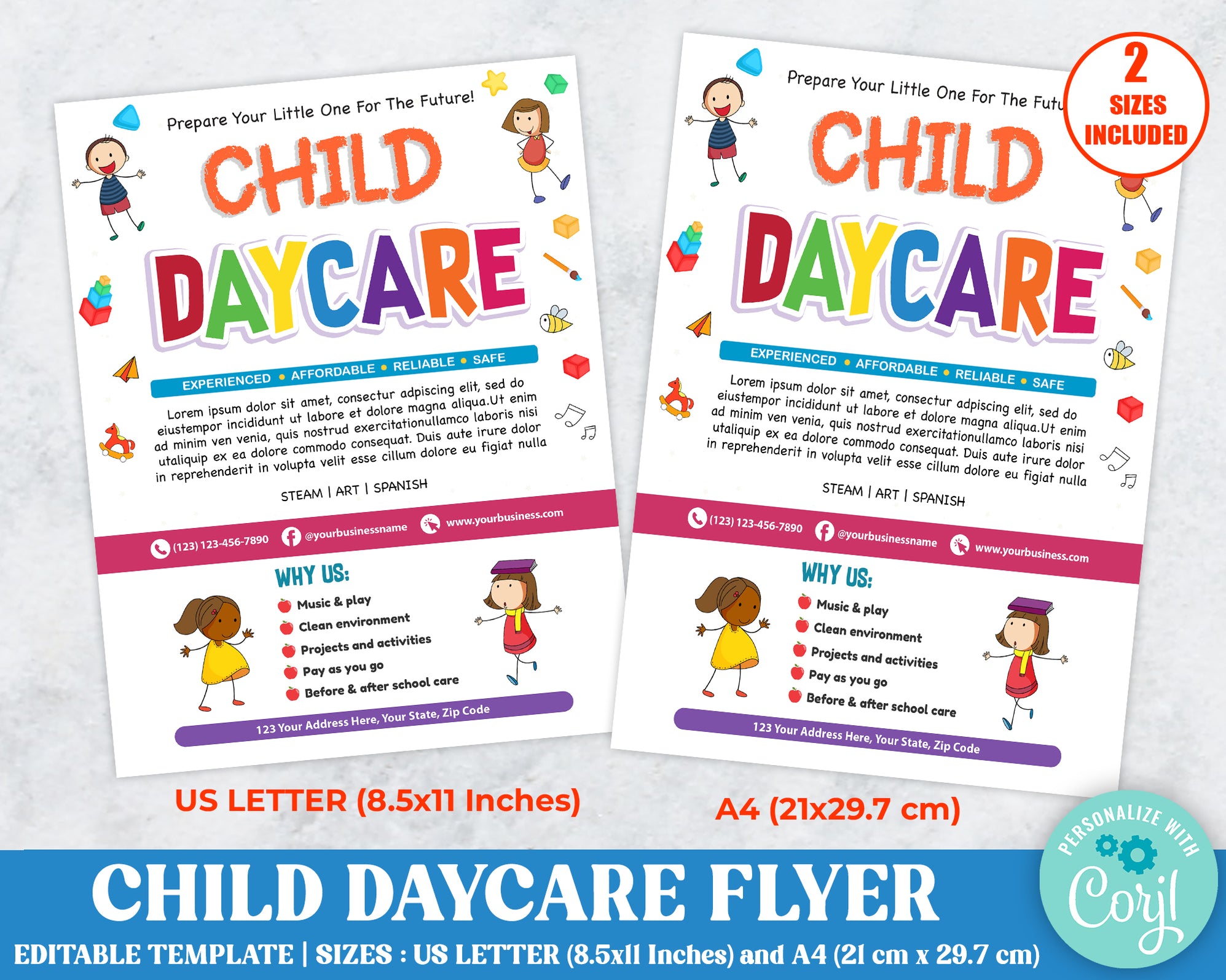 DIY Child Daycare Flyer With Tearoff Customizable Template - Posh Park