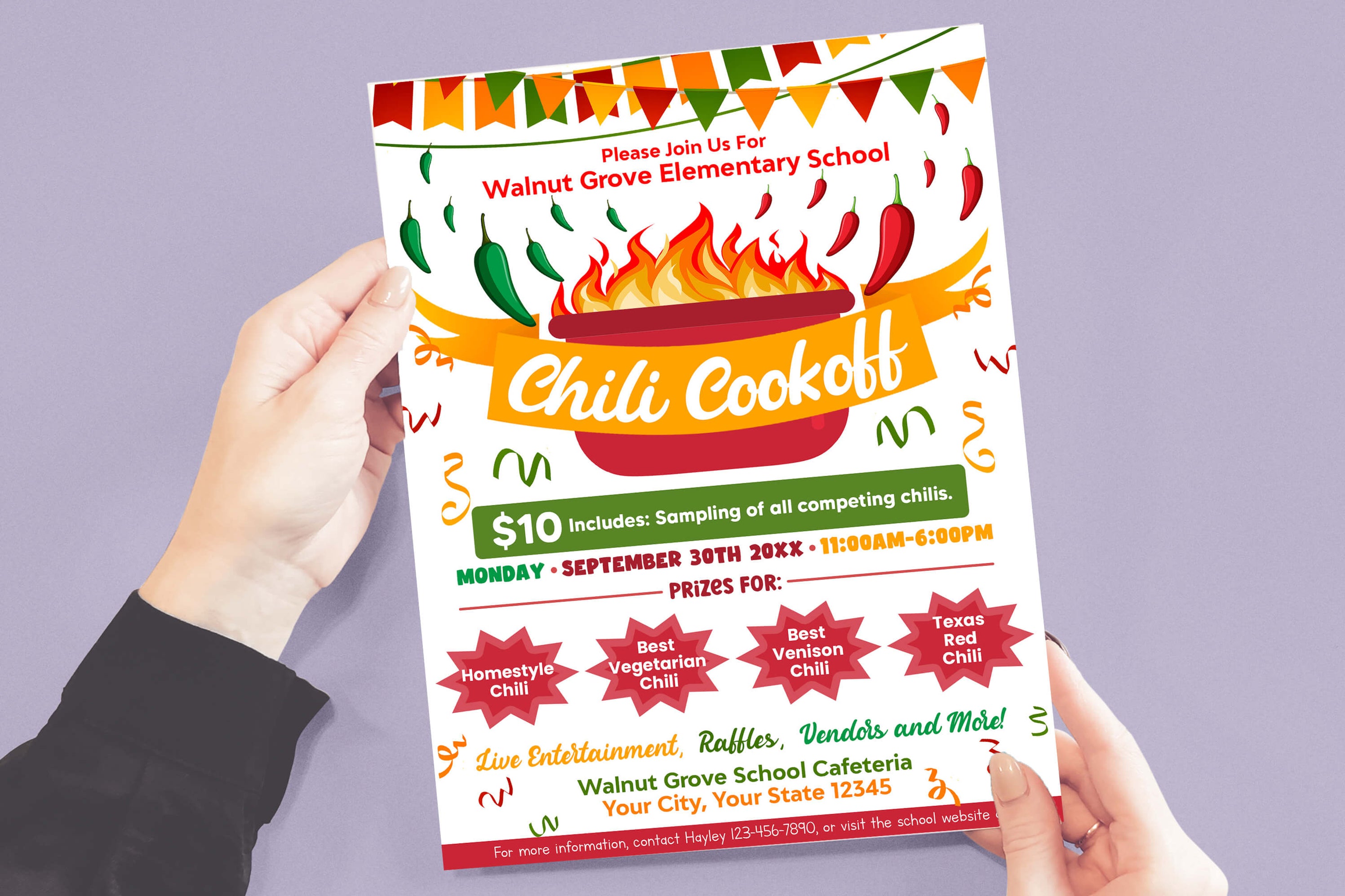 Editable Chili Cook Off Flyer | School PTO PTA Fundraising Event ...