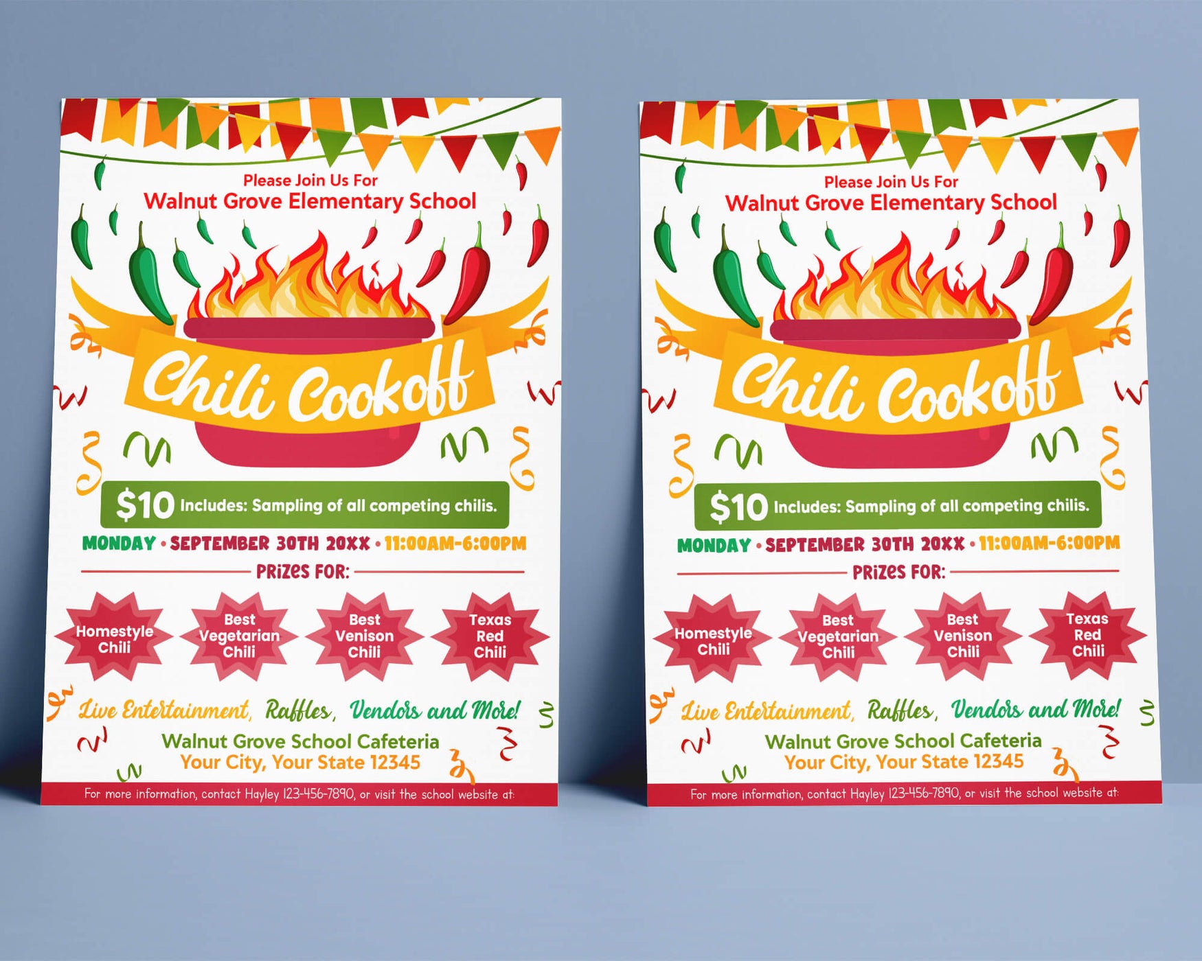 Editable Chili Cook Off Flyer | School PTO PTA Fundraising Event ...