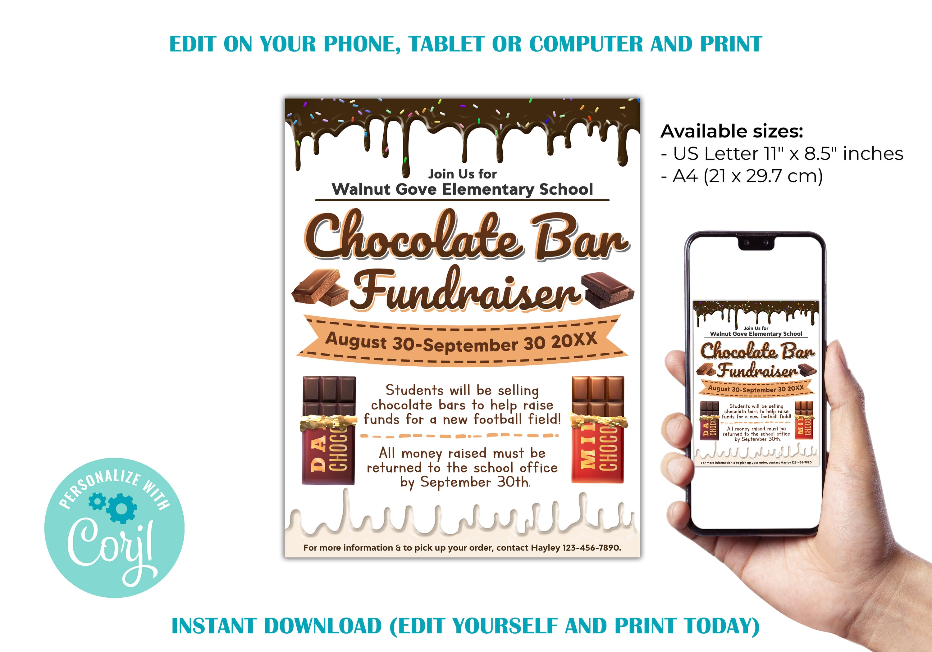 Customizable Chocolate Bar Fundraiser Flyer Template - Posh Park