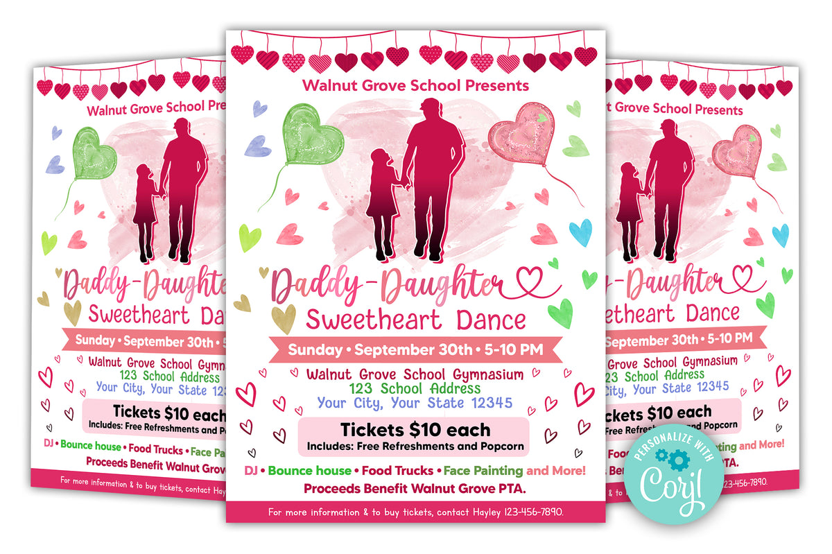 Customizable Dad and Daughter Dance Flyer | Father and Daughter ...
