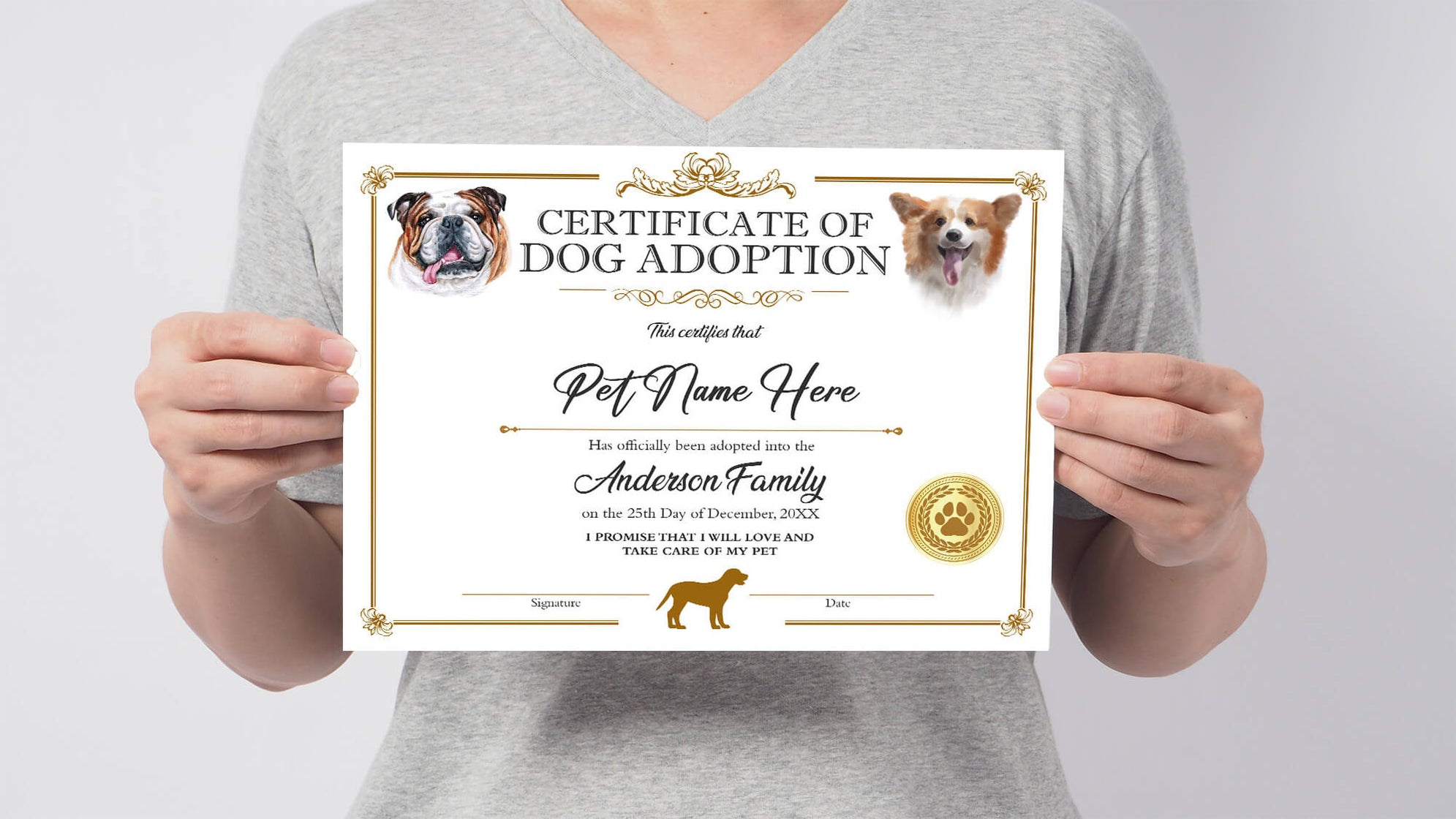 Customizable Certificate of Adoption for Dogs Template - Posh Park