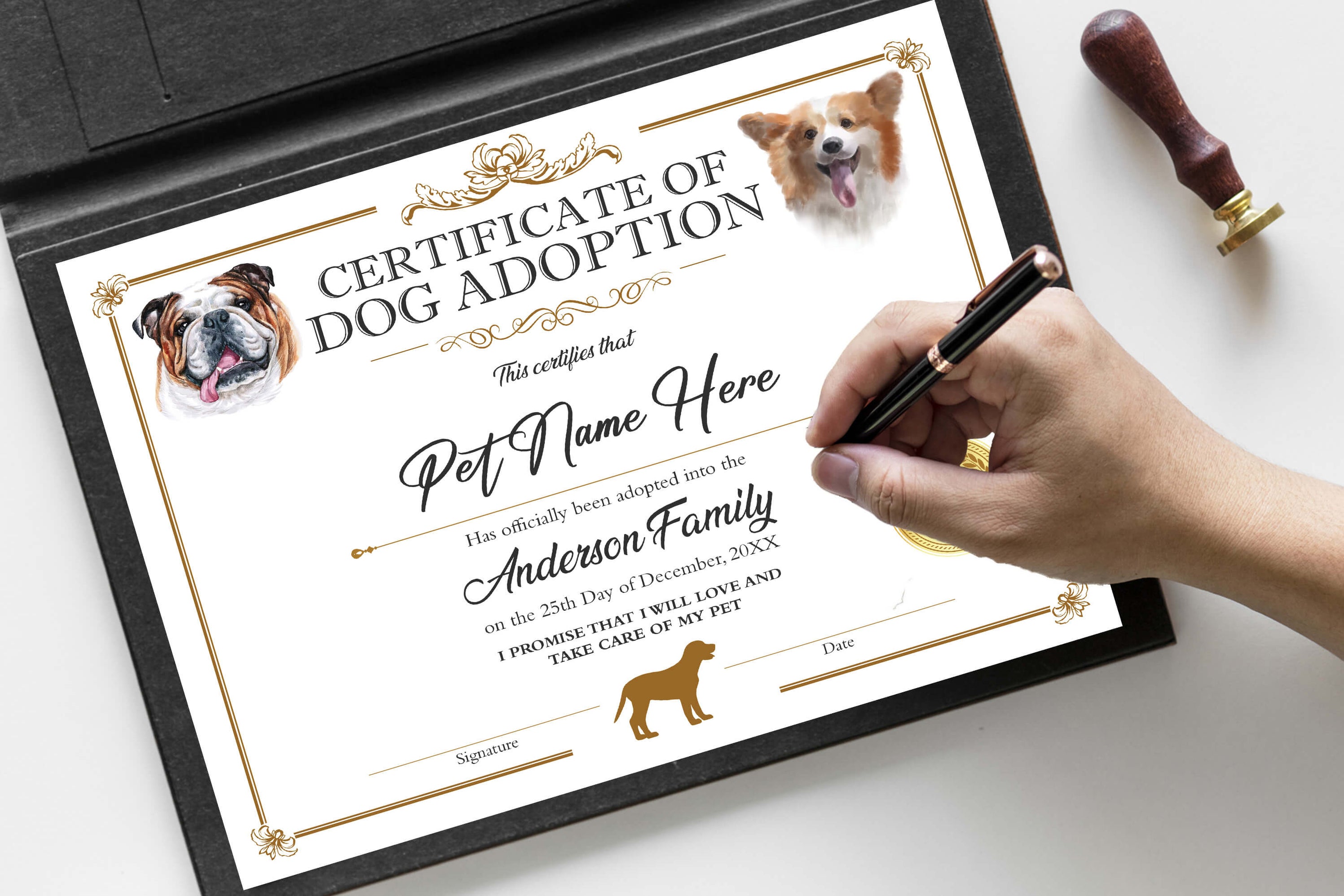 Customizable Certificate of Adoption for Dogs Template - Posh Park